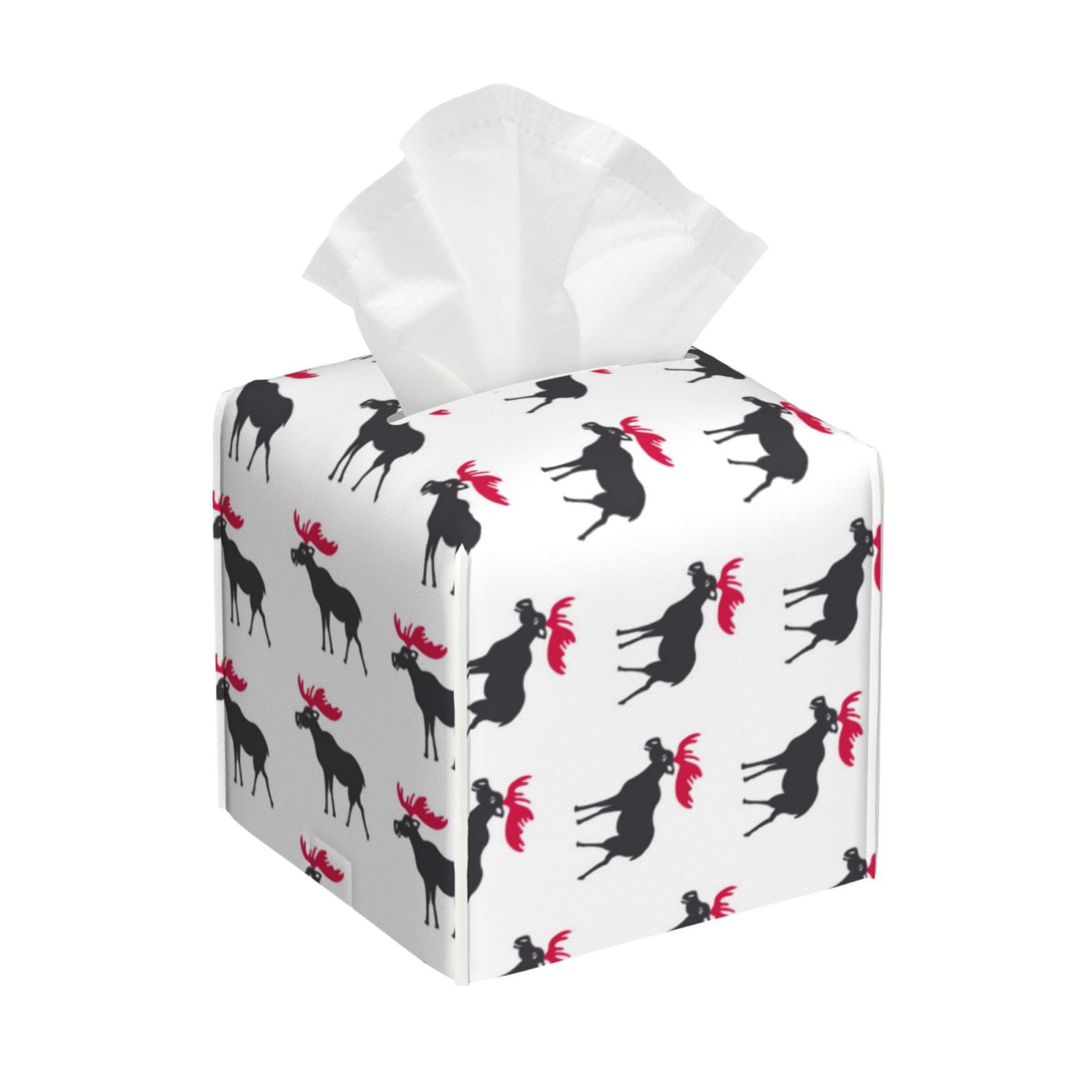 Tissue Box Cover, Elk Moose cartoon cute Leather Tissue Box Holder ...