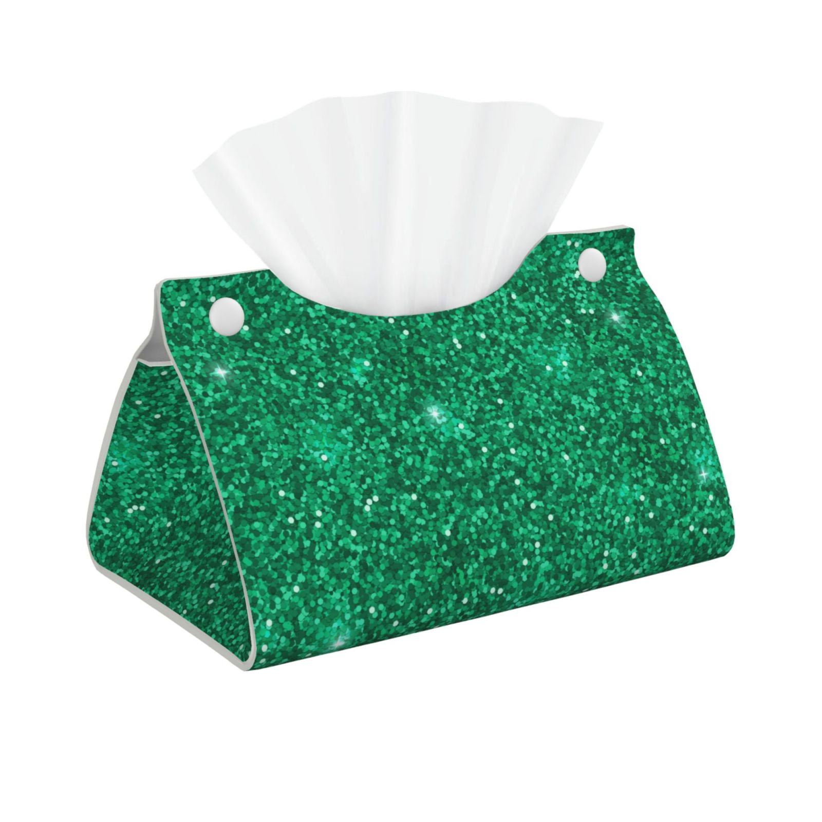 Tissue Box Cover, Emerald Glitter Sparkles Rectangular Leather Tissue ...
