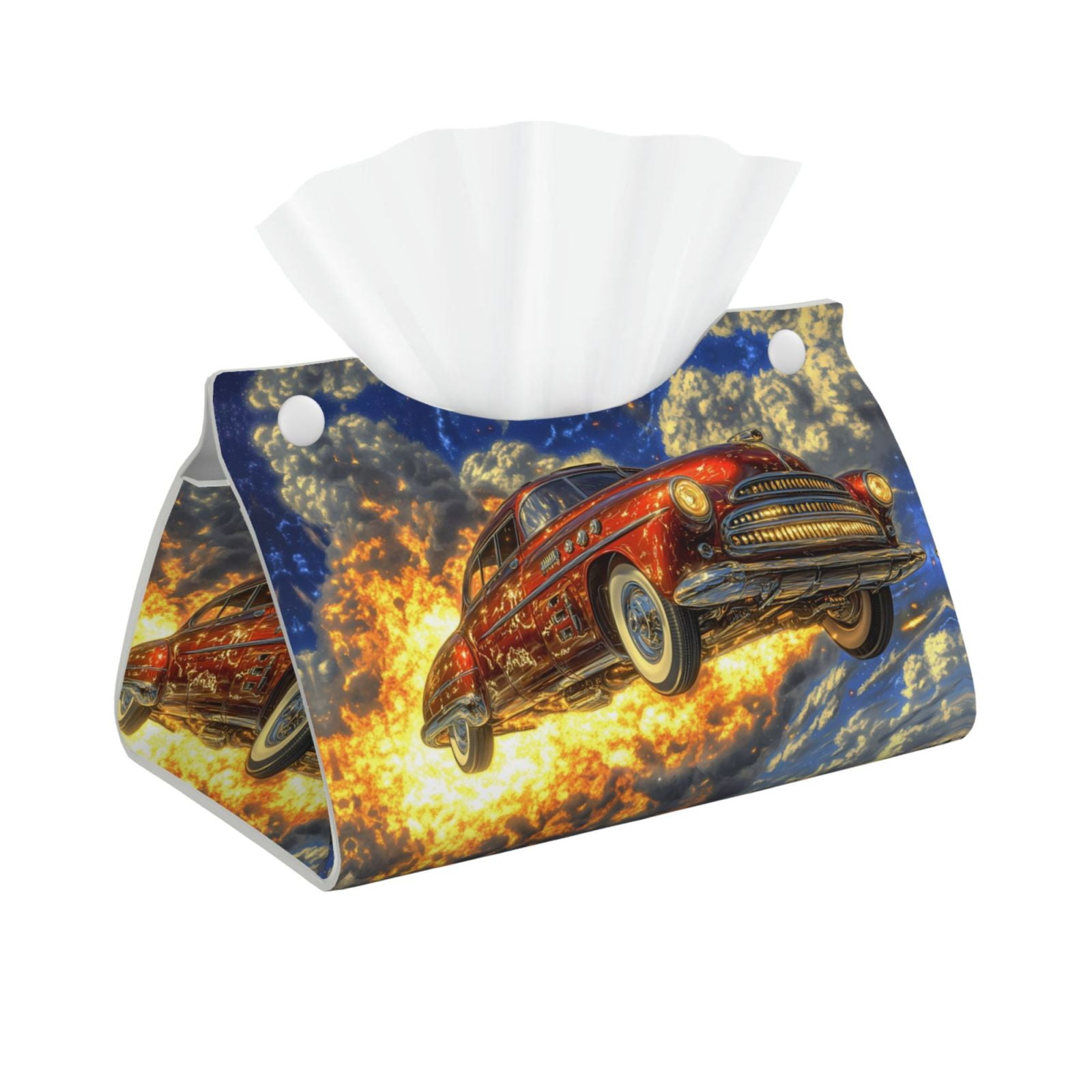 Tissue Box Cover, Exploding Vintage Car Rectangular Leather Tissue ...