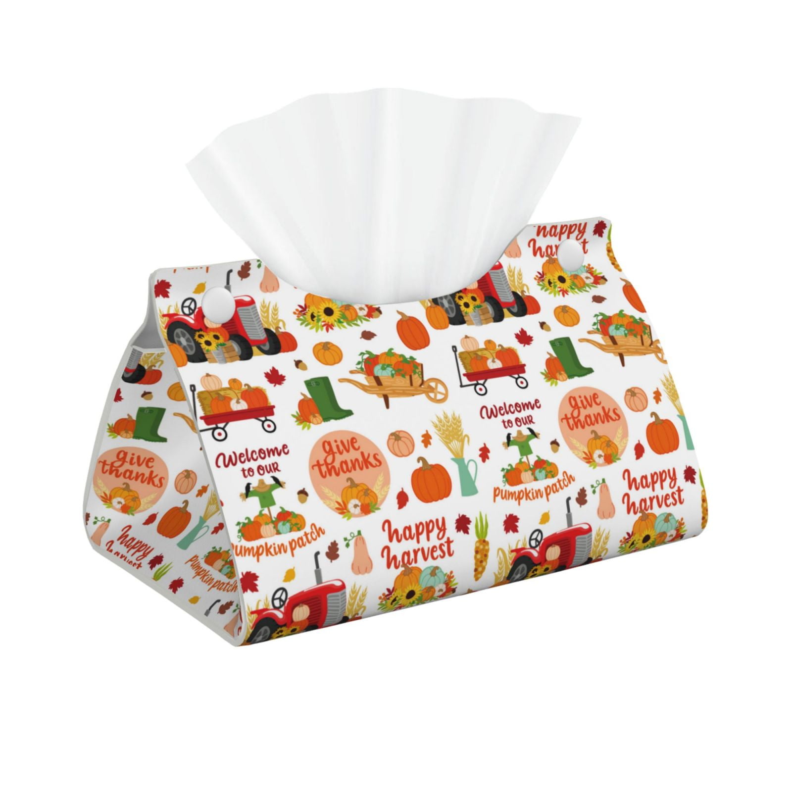 Tissue Box Cover, Fall Farm Pumpkin Rectangular Leather Tissue Holder ...