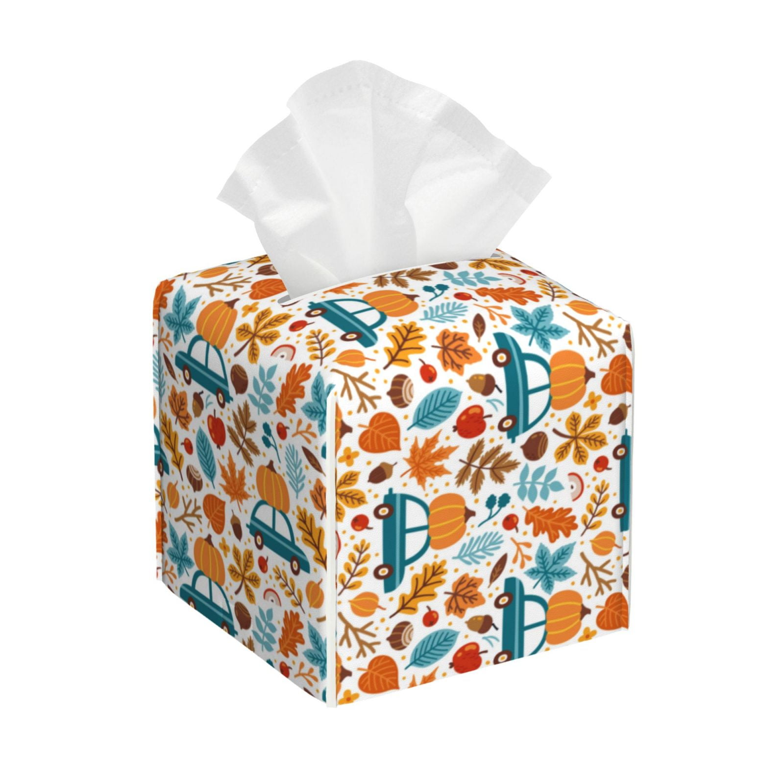 Tissue Box Cover, Falling Pumpkins On Car Leather Tissue Box Holder ...