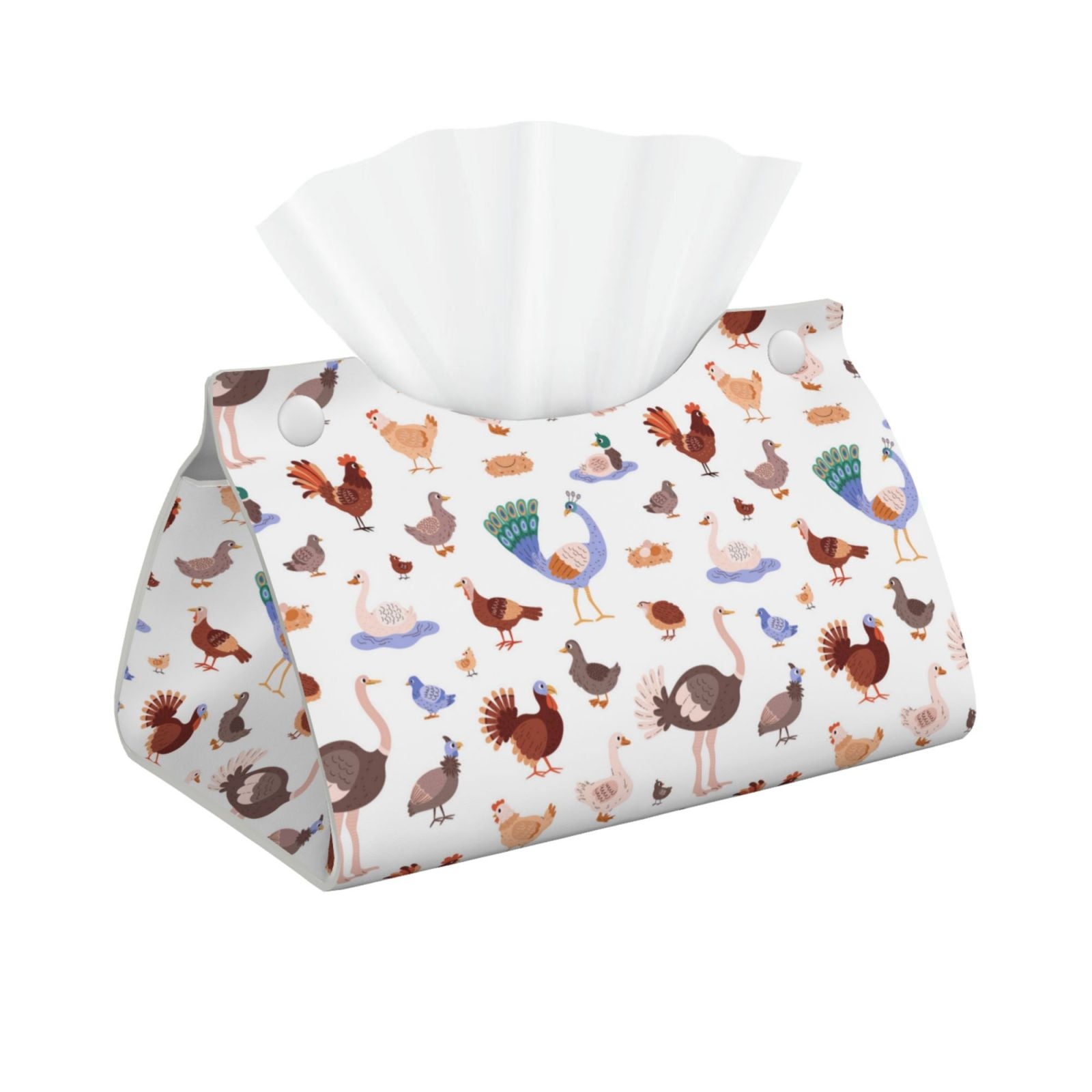 Tissue Box Cover, Farm Birds Goose Rectangular Leather Tissue Holder ...