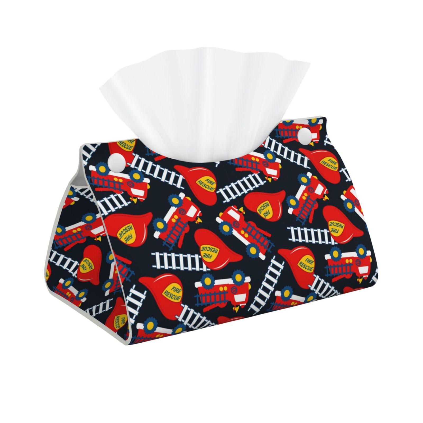 Tissue Box Cover, Fire Rescue With Red Helmet And Truck Rectangular ...