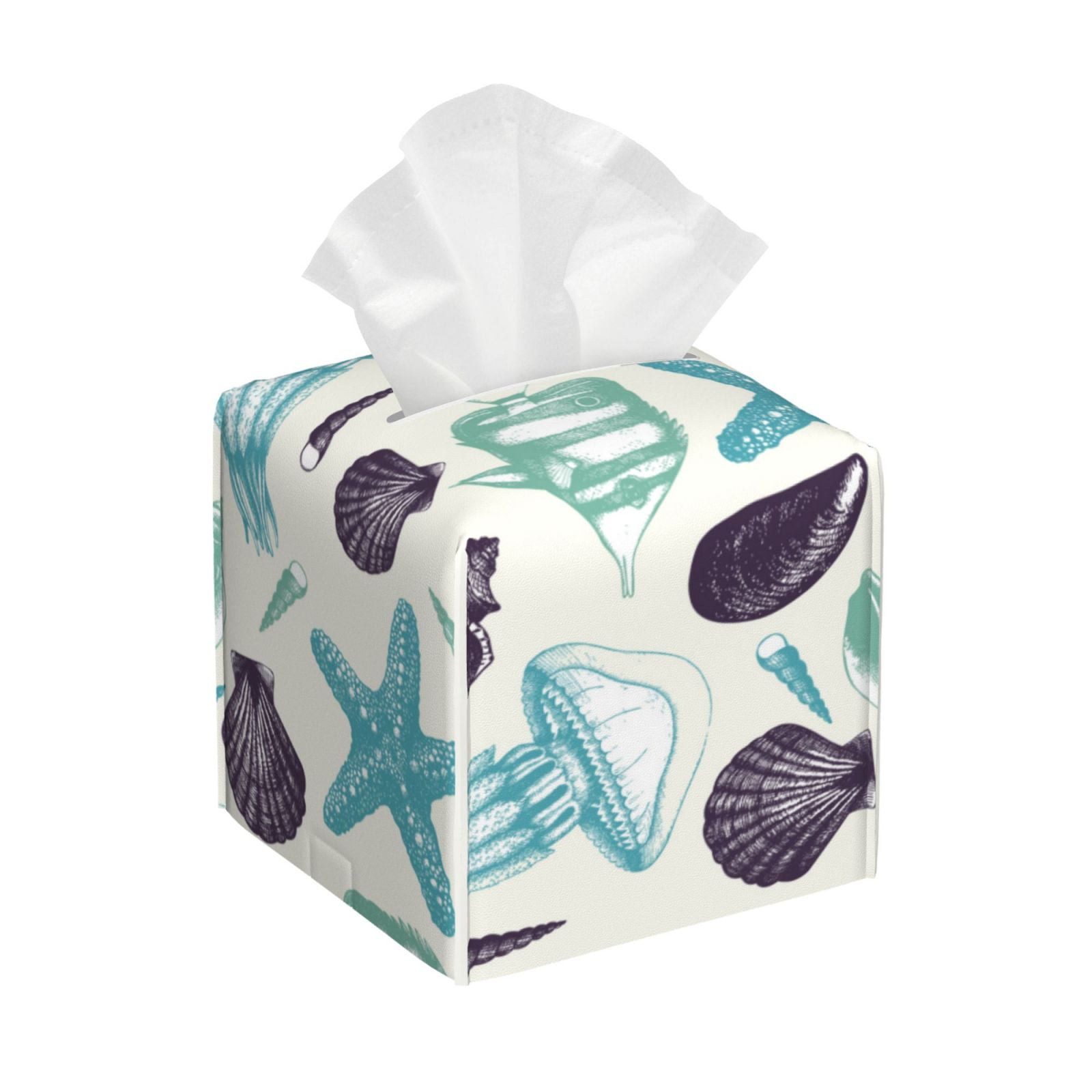 Tissue Box Cover, Fish Conch Jellyfish Leather Tissue Box Holder - Nice ...