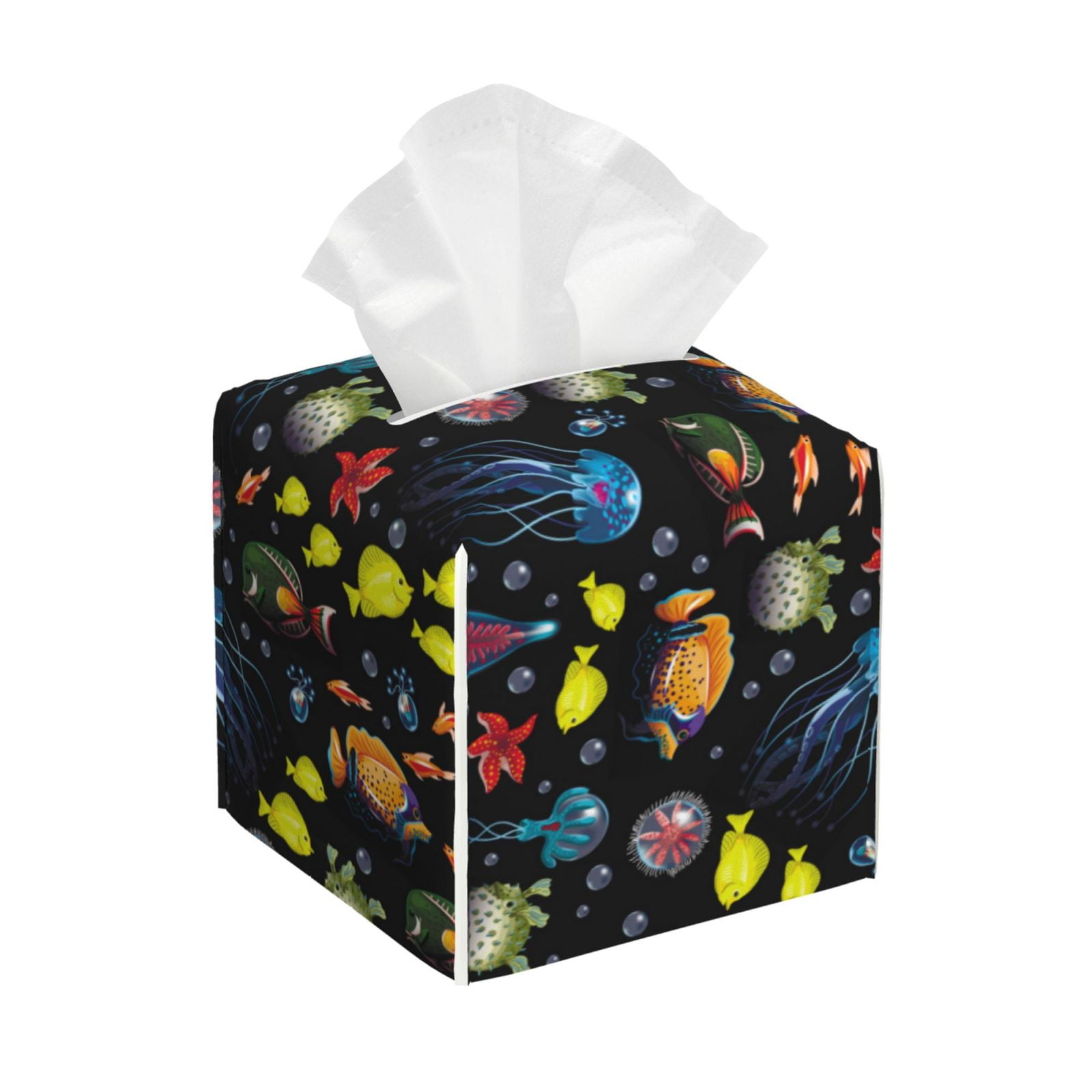 Tissue Box Cover, Fish Jellyfish Starfish Leather Tissue Box Holder ...