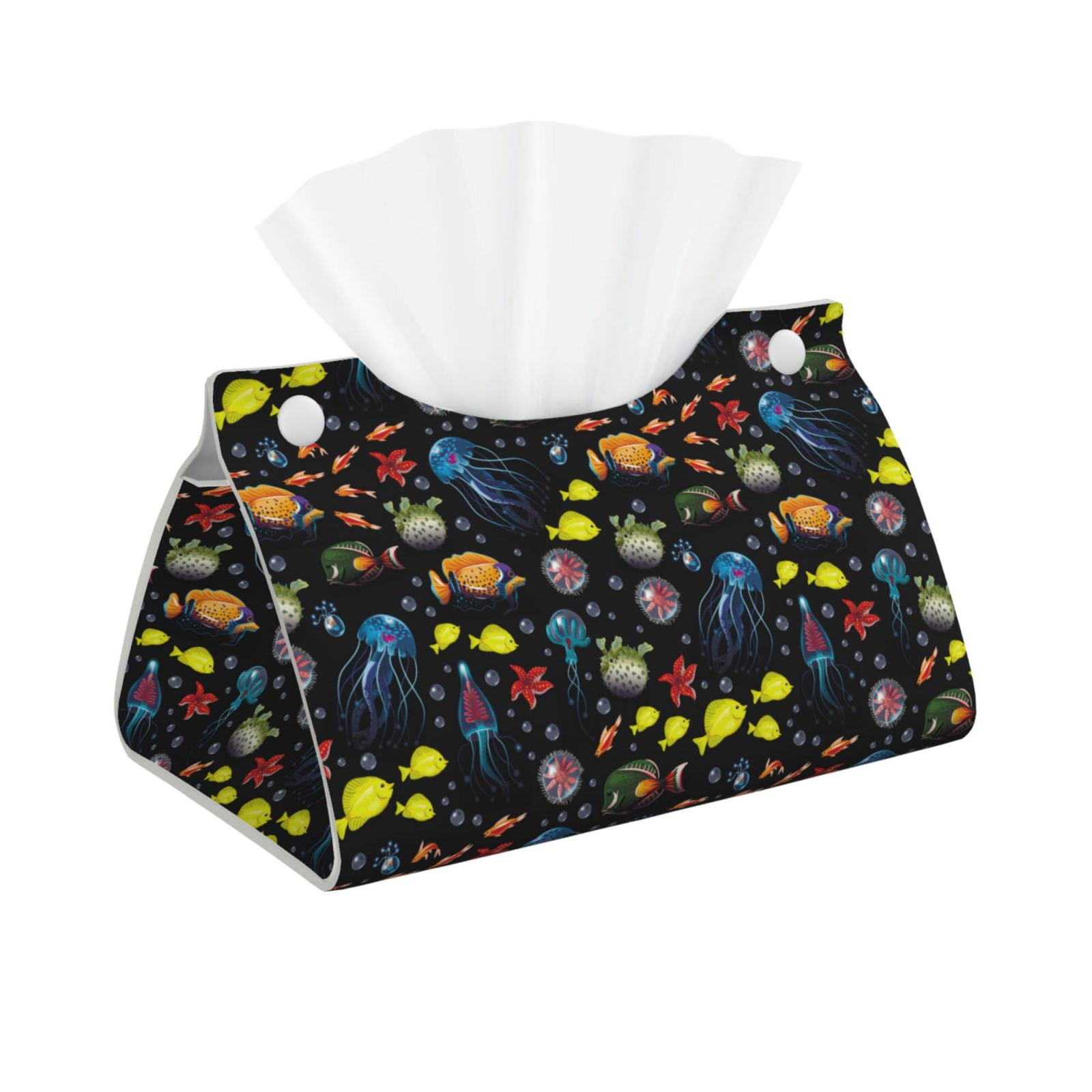 Tissue Box Cover, Fish Jellyfish Starfish Leather Rectangular Tissue ...