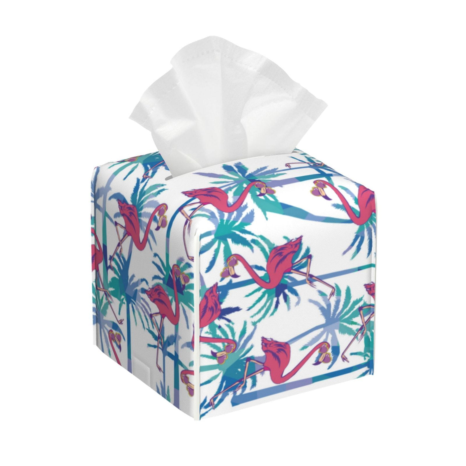 Tissue Box Cover, Flamingo Palm Leaves_C -Modern Square Leather Tissue ...