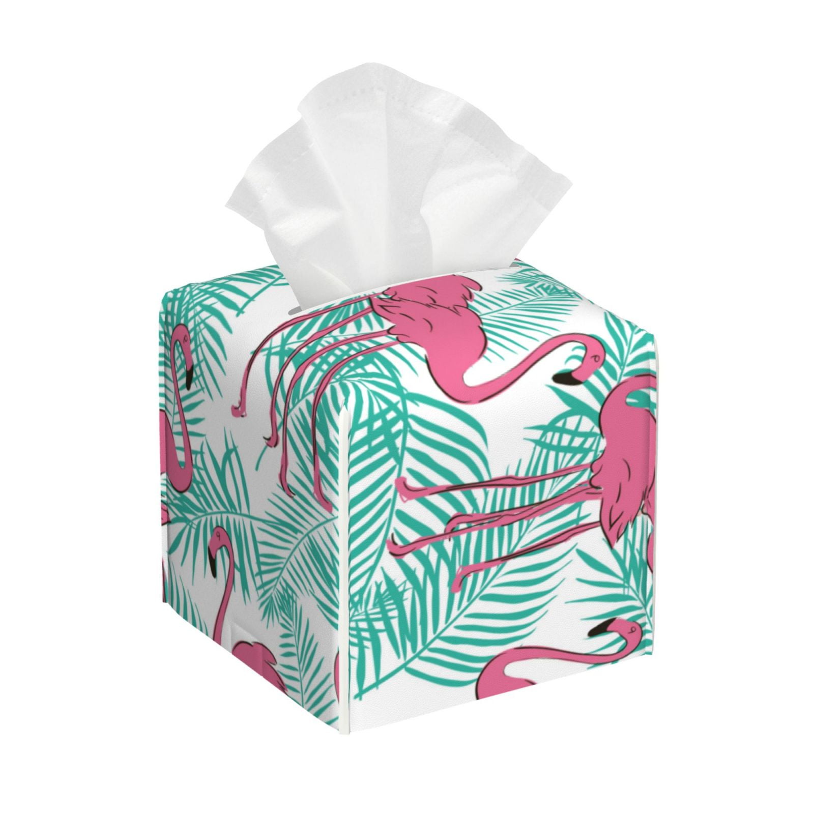 Tissue Box Cover Flamingo print Tissues Boxes Holder Organizer, Leather ...