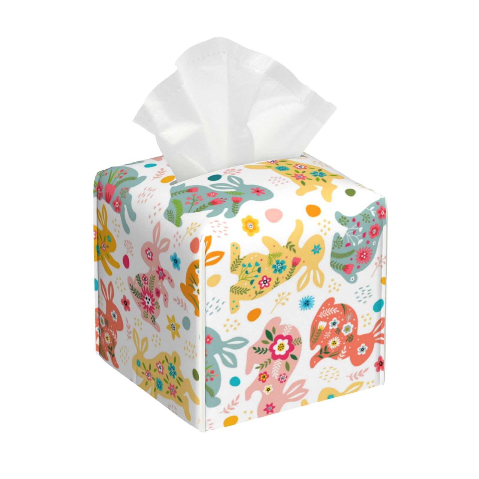 Tissue Box Cover Flower Print Cute Rabbit_A Tissues Boxes Holder ...