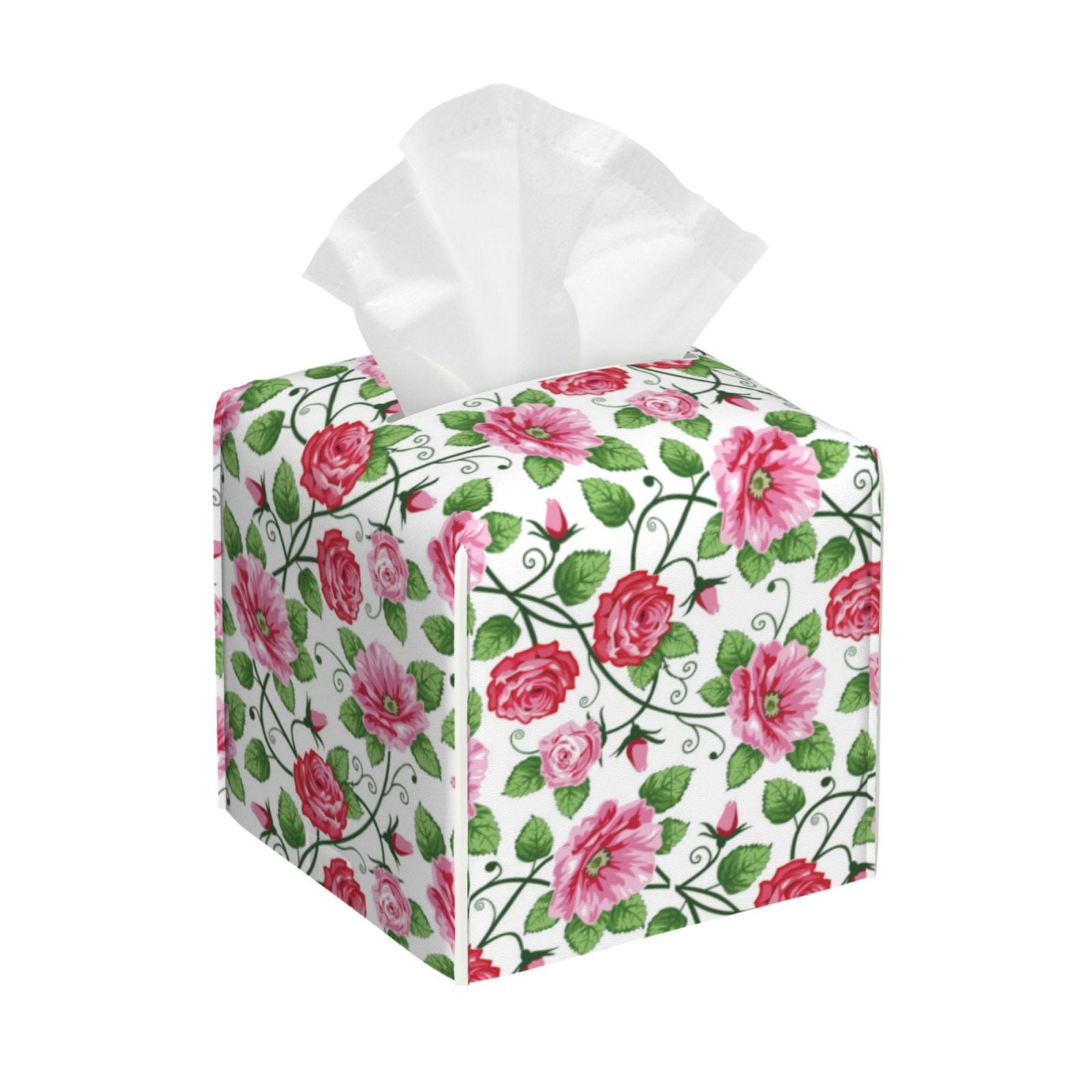 Tissue Box Cover Flower print B Tissues Boxes Holder Organizer, Leather ...