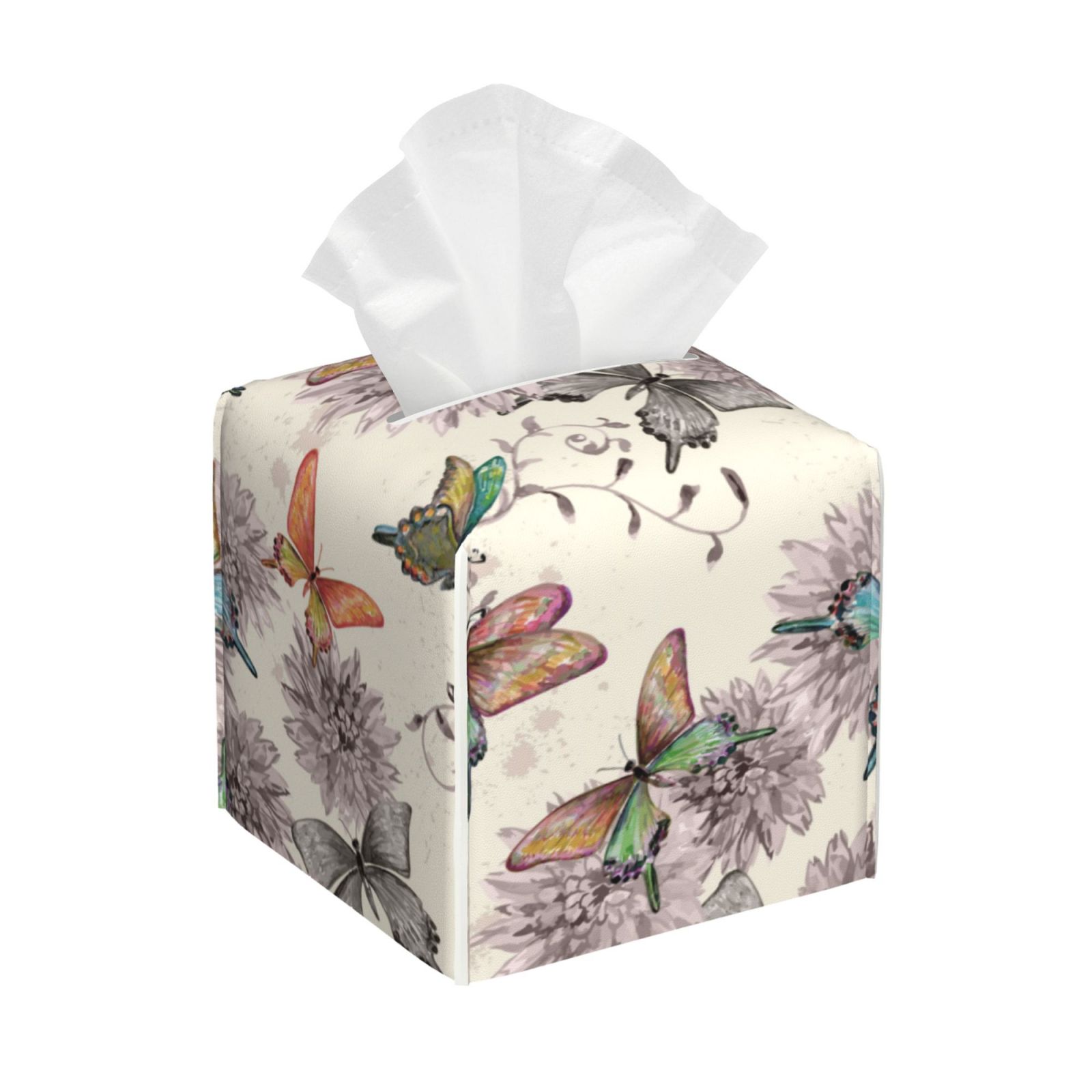 Tissue Box Cover, Flying Butterflies-1 -Modern Square Leather Tissue ...