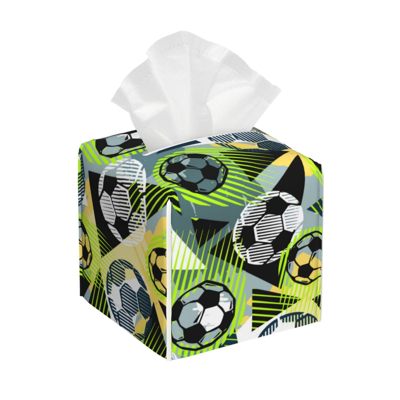 Tissue Box Cover, Football Doodle Leather Tissue Box Holder - Tissue ...