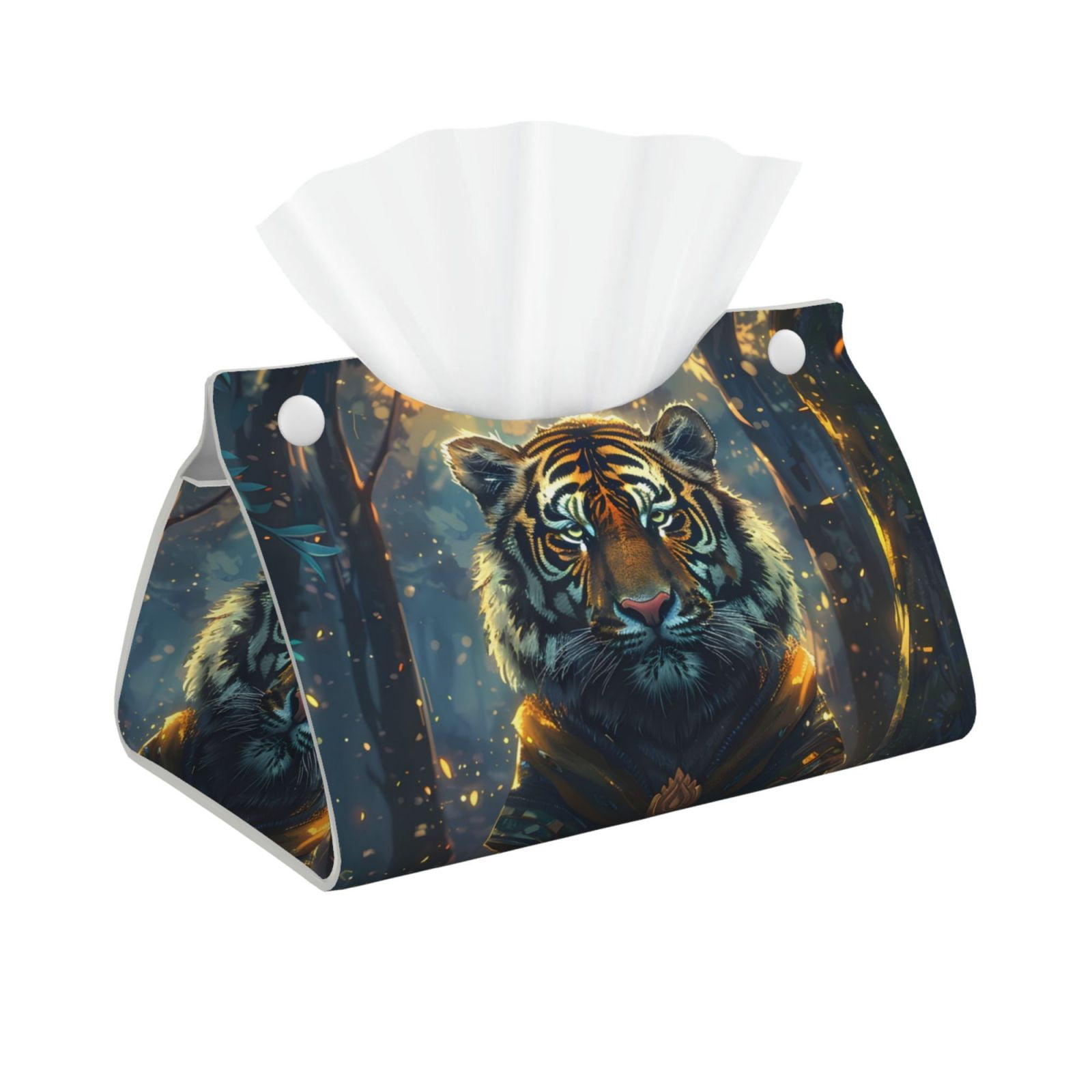 Tissue Box Cover Forest Meditating Tiger Tissues Boxes Holder Organizer ...