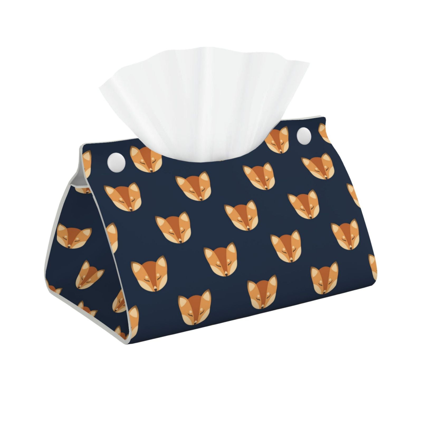 Tissue Box Cover, Fox Print Black Leather Rectangular Tissue Holder ...