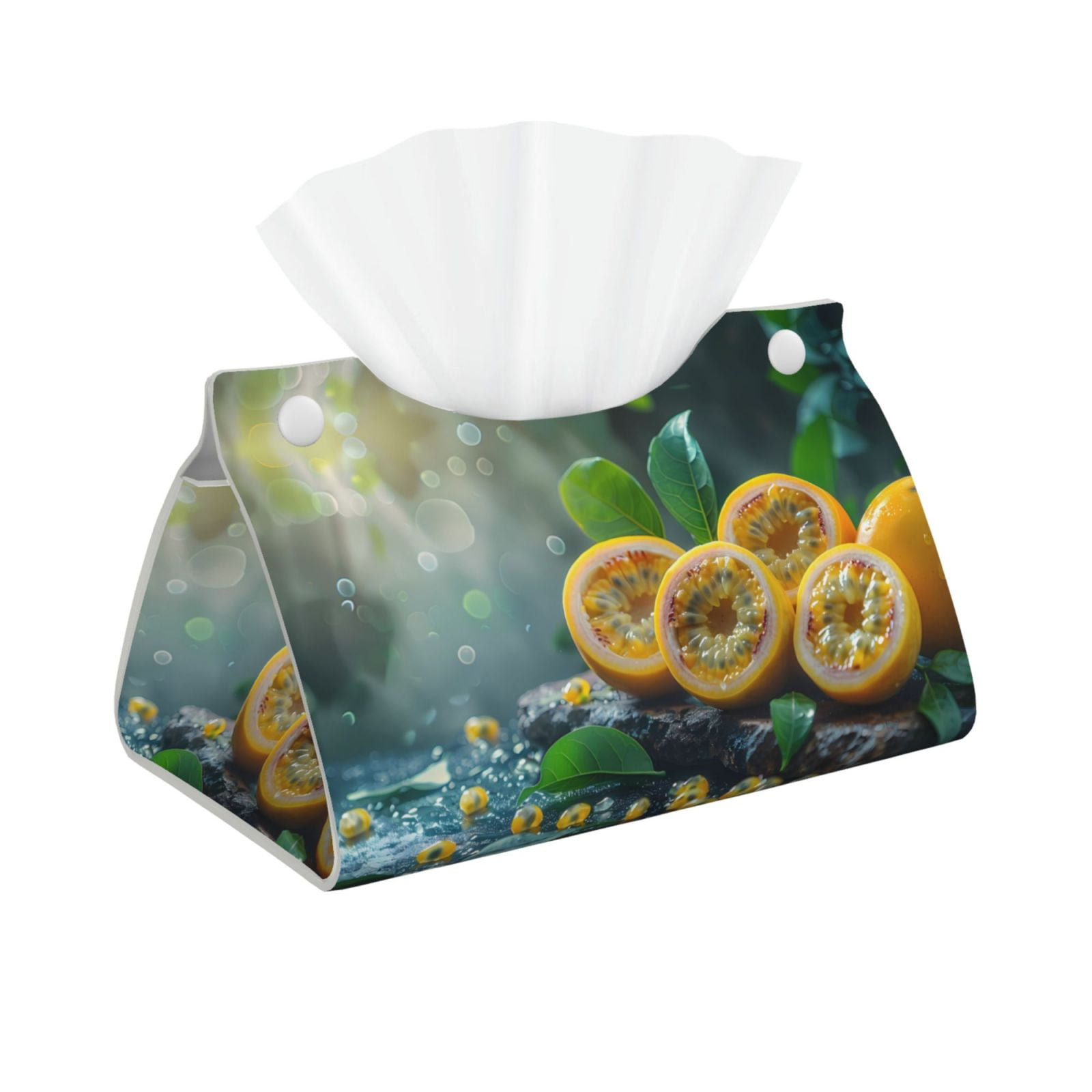 Tissue Box Cover, Fresh Passion Fruit Still Life Rectangular Leather ...
