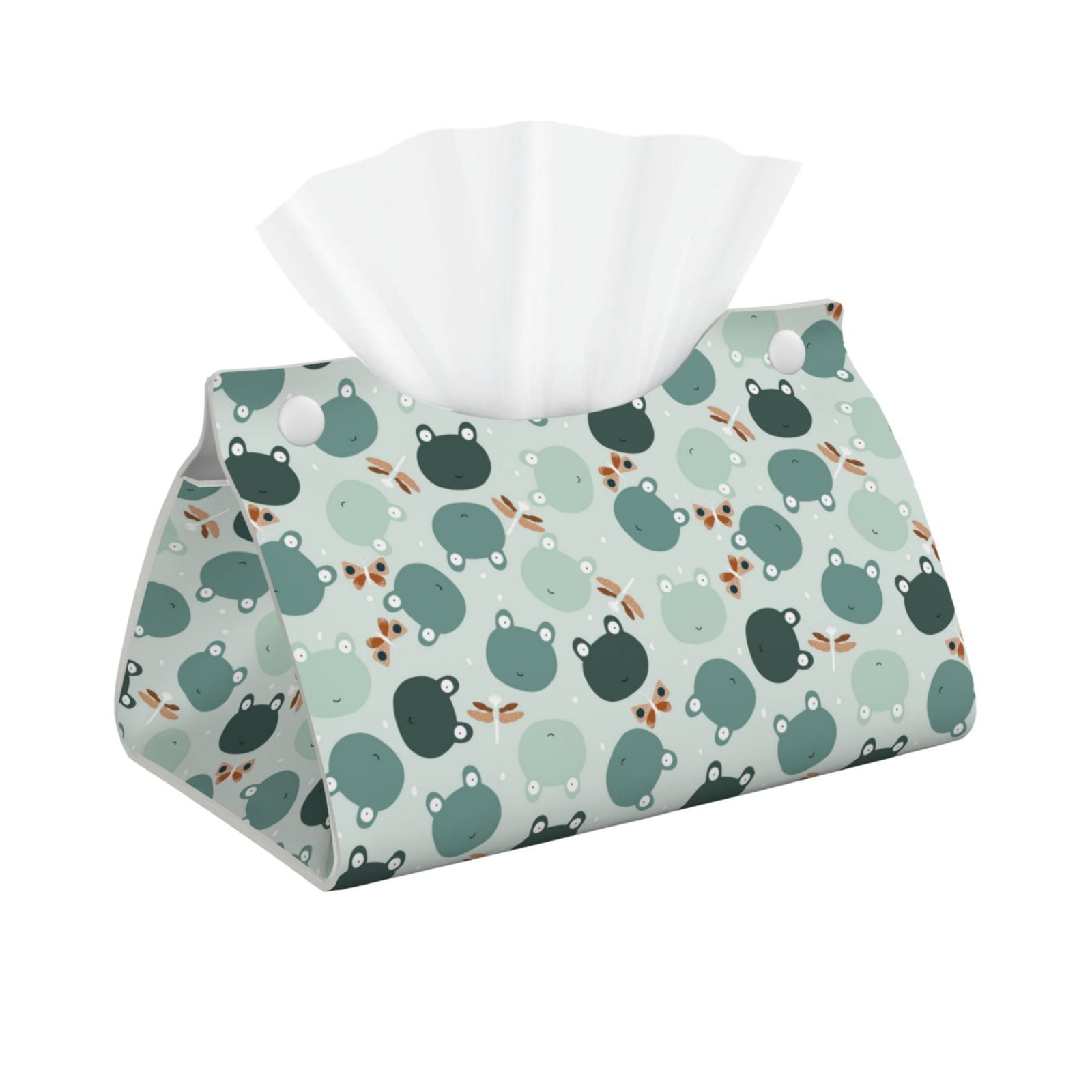 Tissue Box Cover, Frog And Dragonflies Rectangular Leather Tissue ...