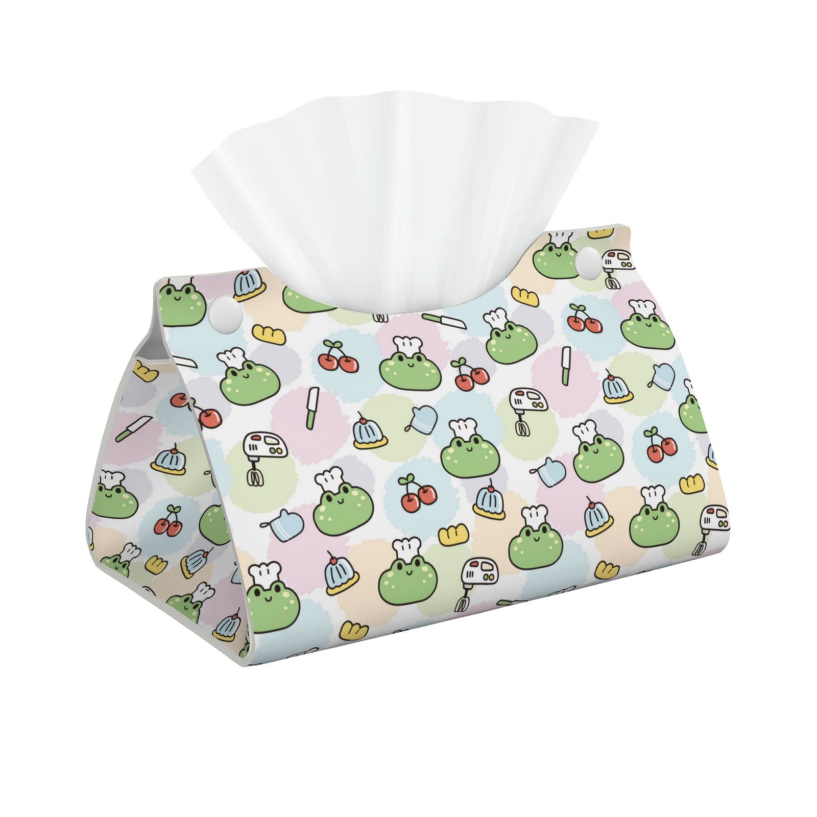 Tissue Box Cover, Frog Wear Chef Hat Leather Rectangular Tissue Holder ...
