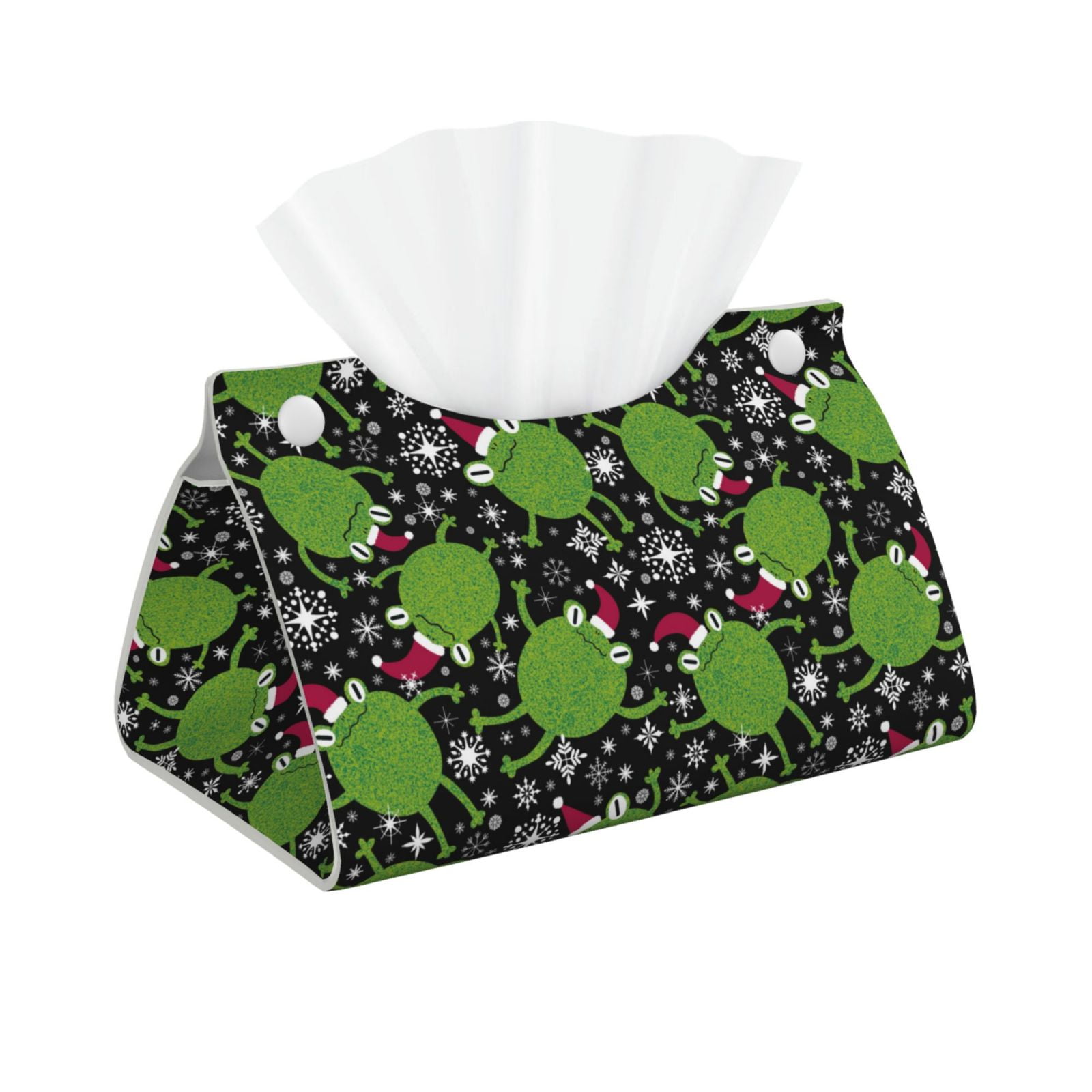 Tissue Box Cover, Frogs And Santa Hat Rectangular Leather Tissue Holder ...