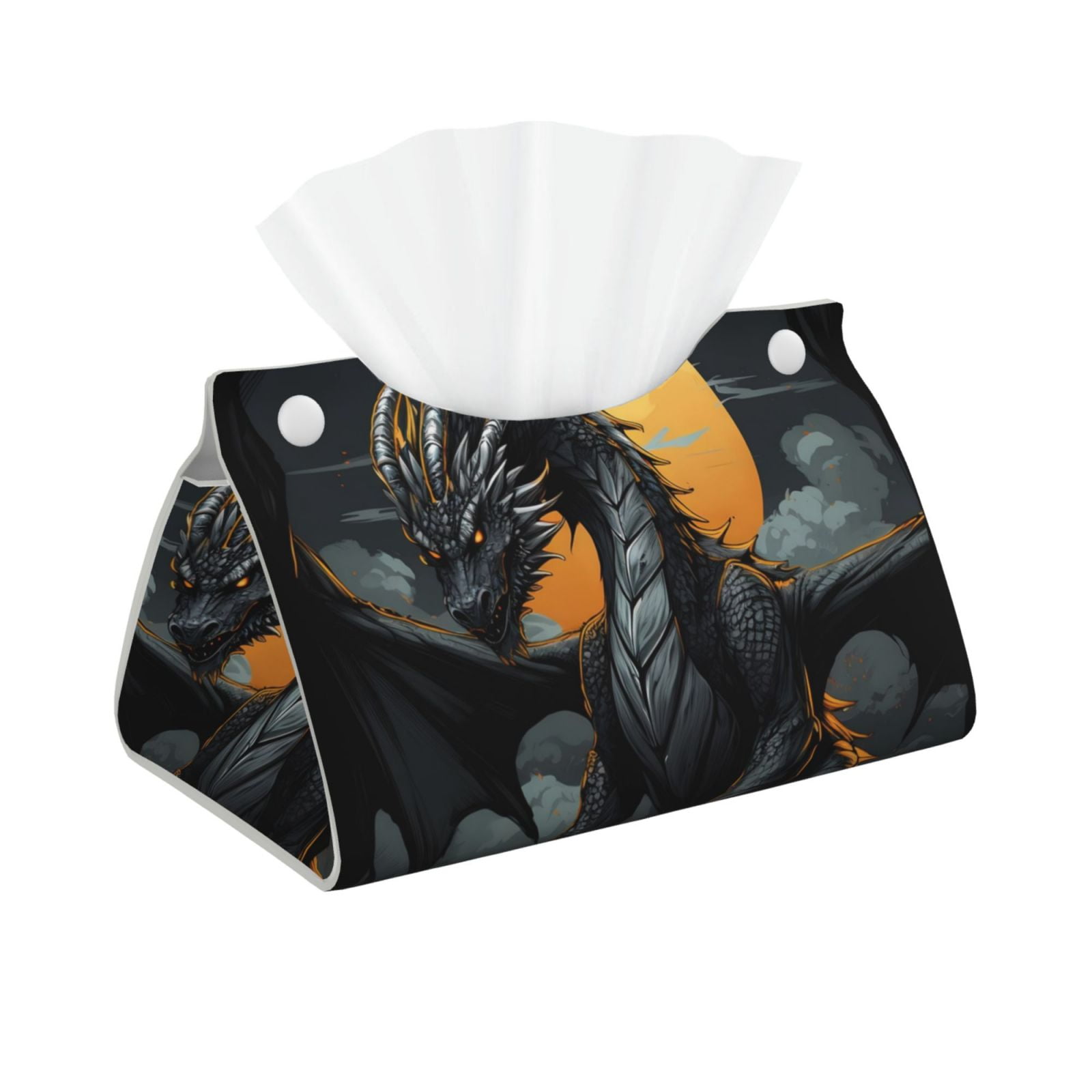 Tissue Box Cover, Full Moon Black Dragon Rectangular Leather Tissue ...
