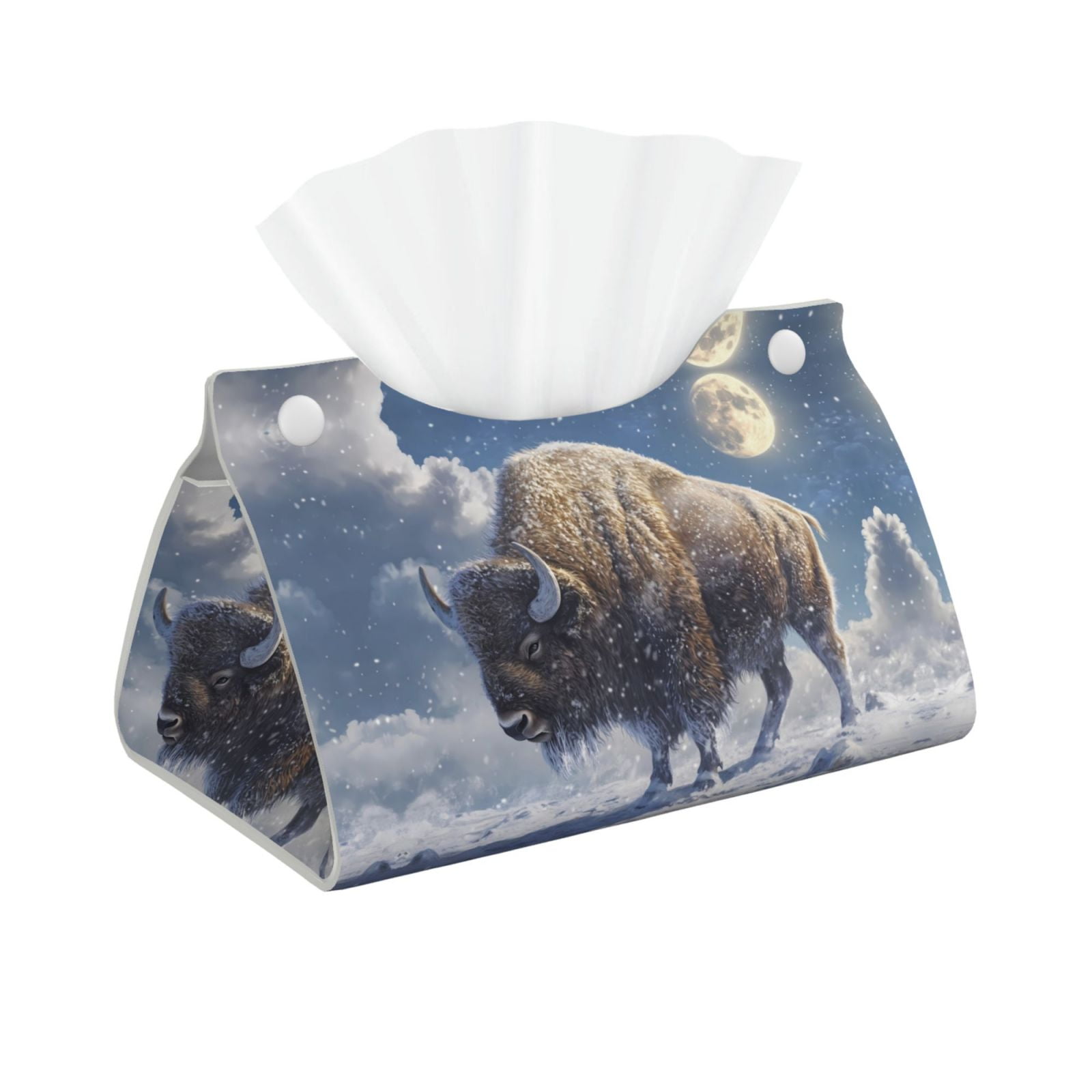 Tissue Box Cover, Full Moon Snowy Yak Rectangular Leather Tissue Holder ...