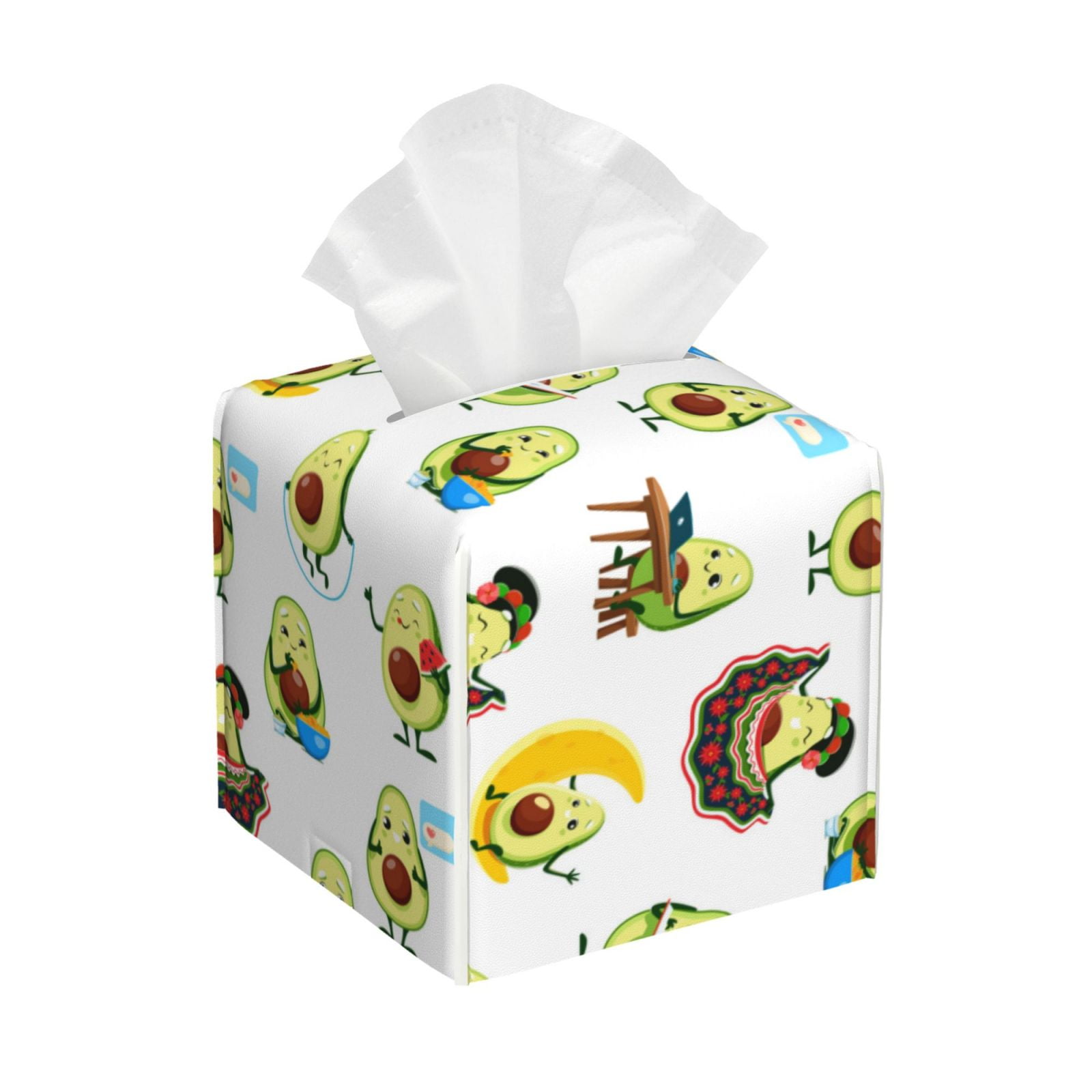 Tissue Box Cover Funny Avocado In Mexican Clothes Tissues Boxes Holder Organizer, Leather Square ...