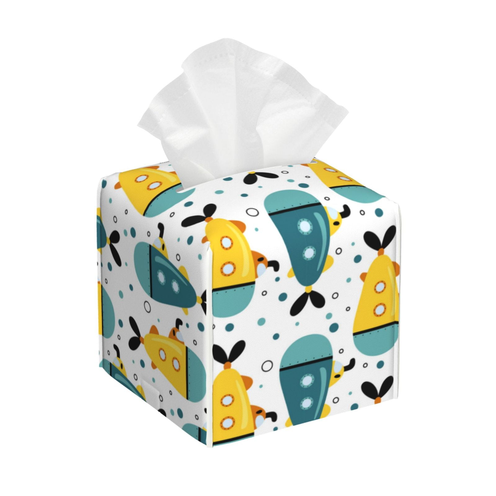 Tissue Box Cover, Funny Boats Leather Tissue Box Holder - Tissue Case ...