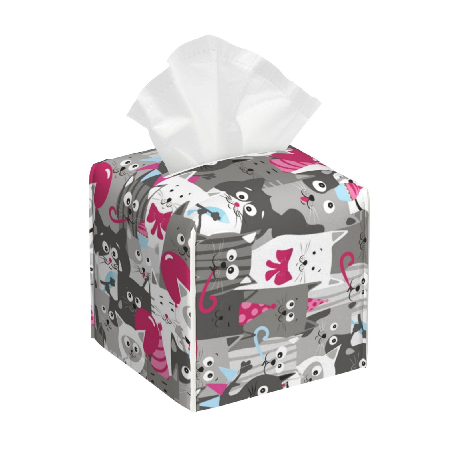 Tissue Box Cover Funny Cartoon Cat Gray Tissues Boxes Holder Organizer ...