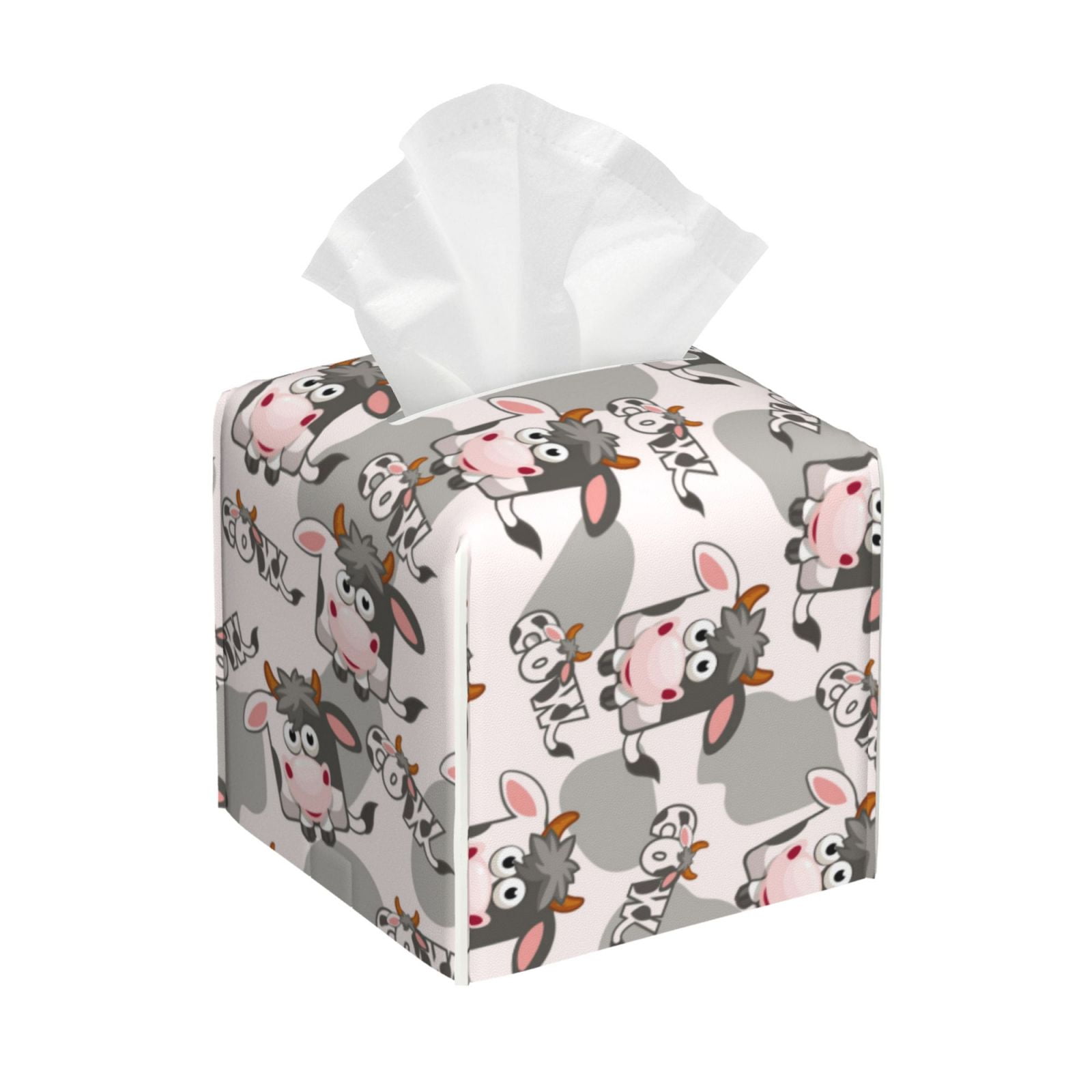 Tissue Box Cover, Funny Cute Cartoon Milk Cow_A Leather Tissue Box ...