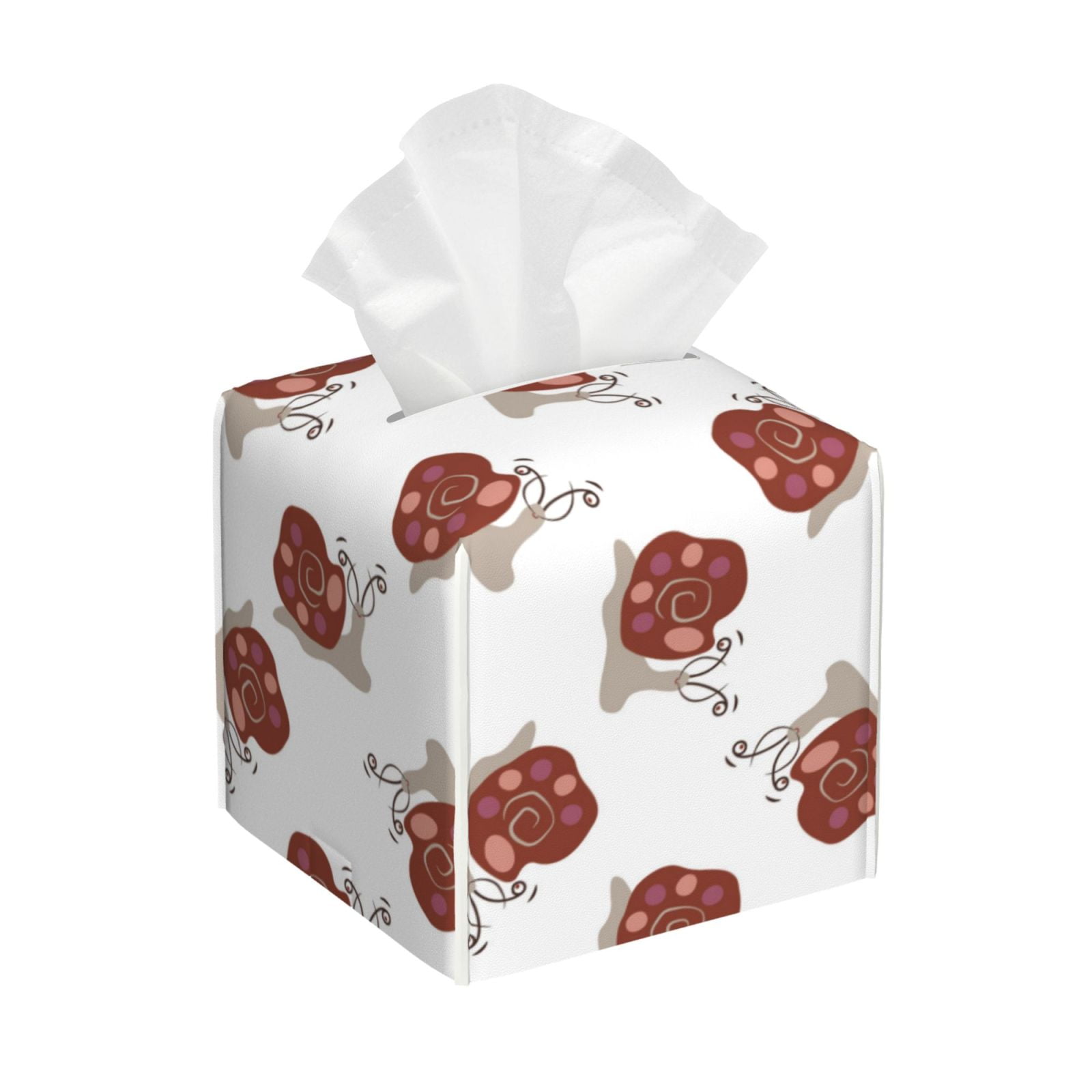 Tissue Box Cover, Funny Snail Print White Leather Tissue Box Holder ...