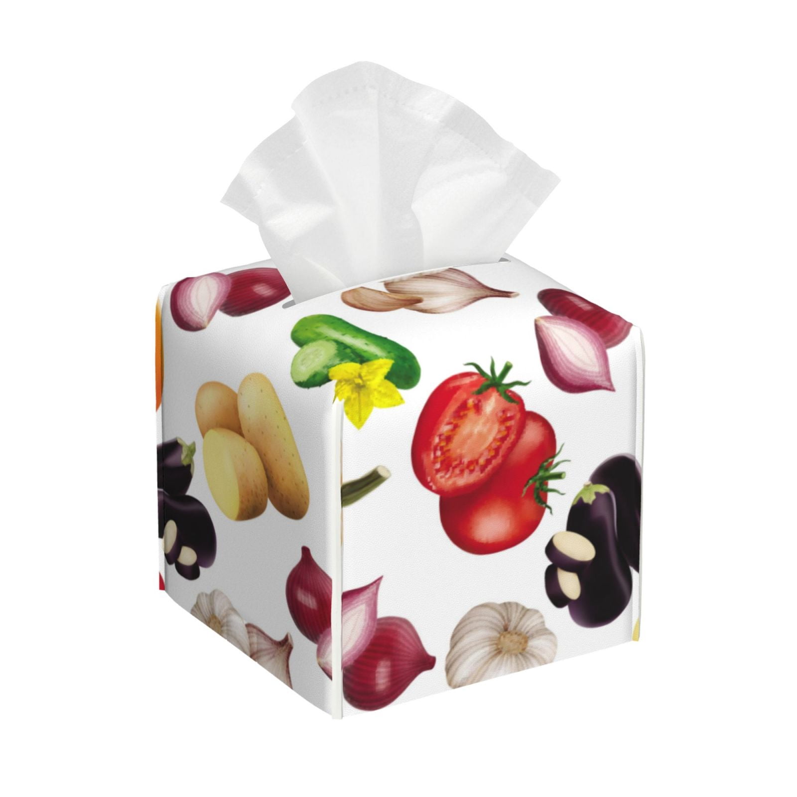 Tissue Box Cover, Garlic pumpkin potato Leather Tissue Box Holder ...