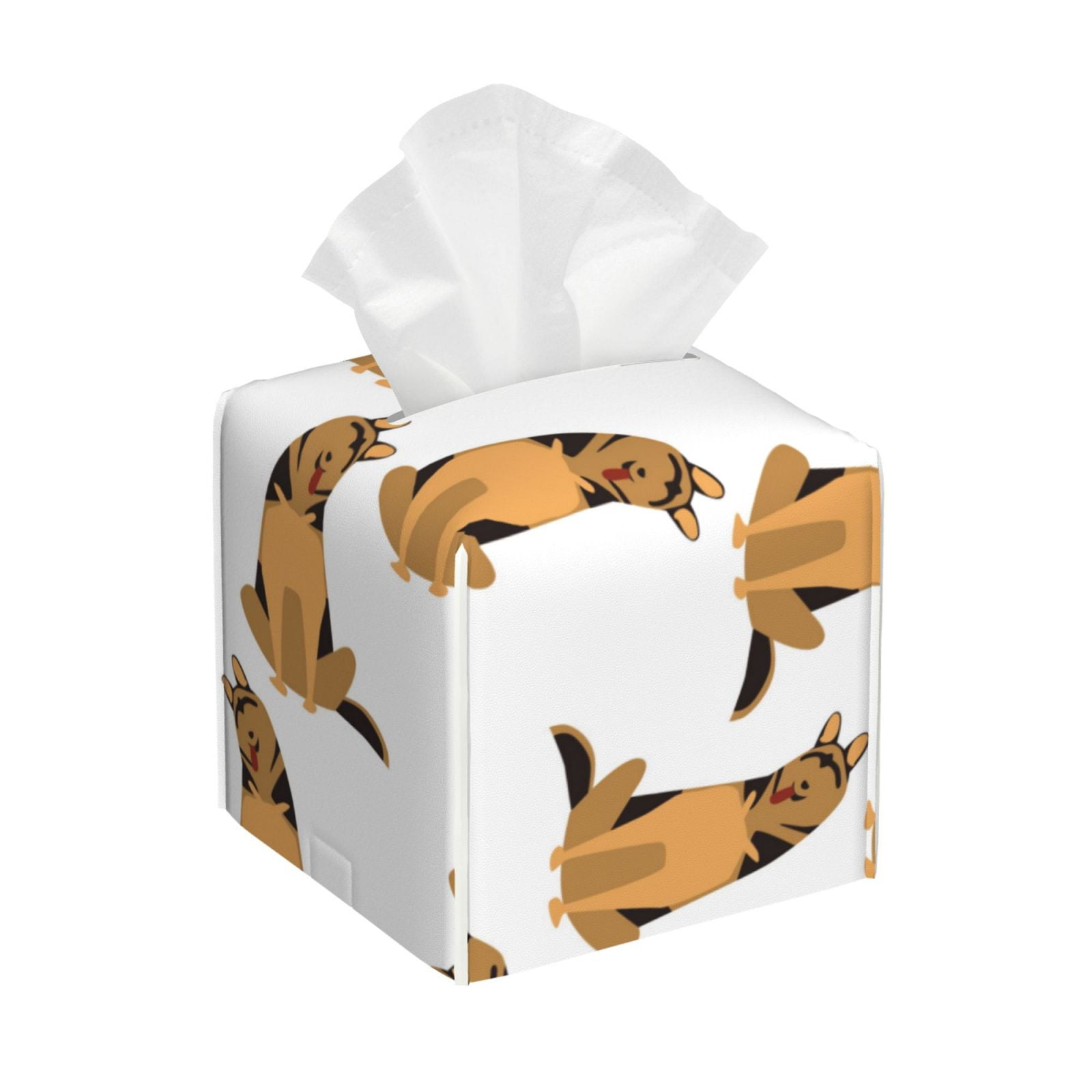 Tissue Box Cover, German Shepherd Dog Yellow Leather Tissue Box Holder ...