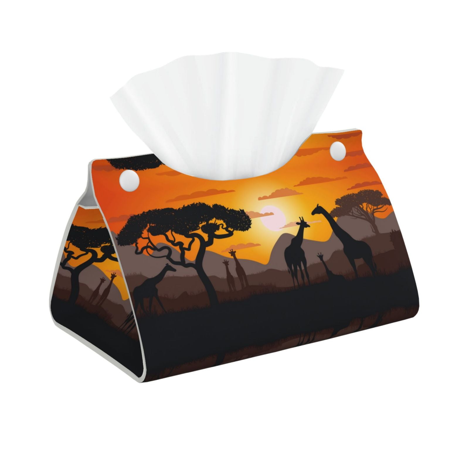 Tissue Box Cover, Giraffes Of The African Savannah Rectangular Leather ...
