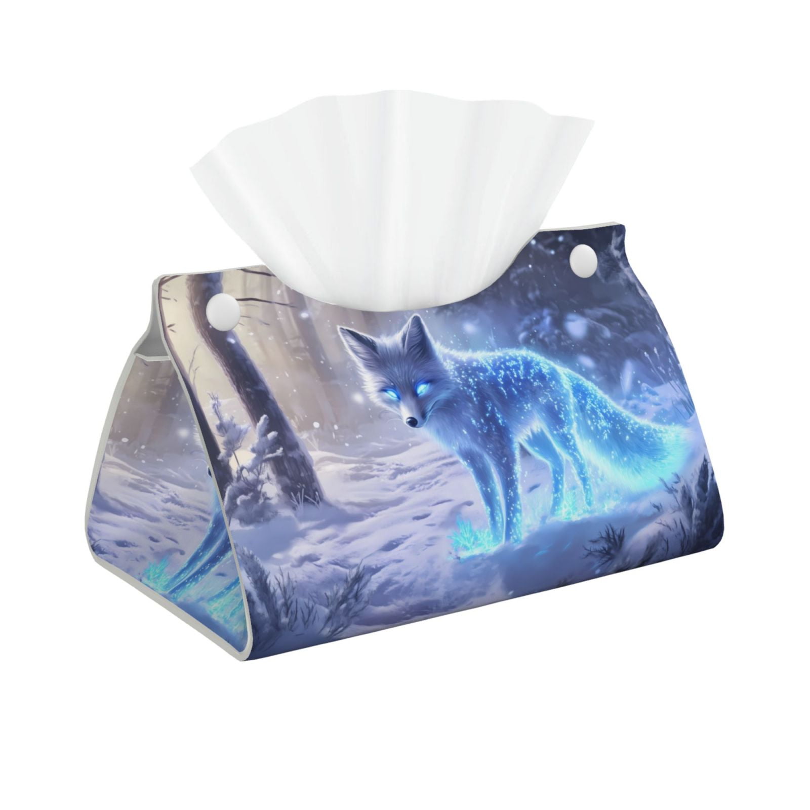 Tissue Box Cover Glowing Winter Arctic Fox Tissues Boxes Holder ...