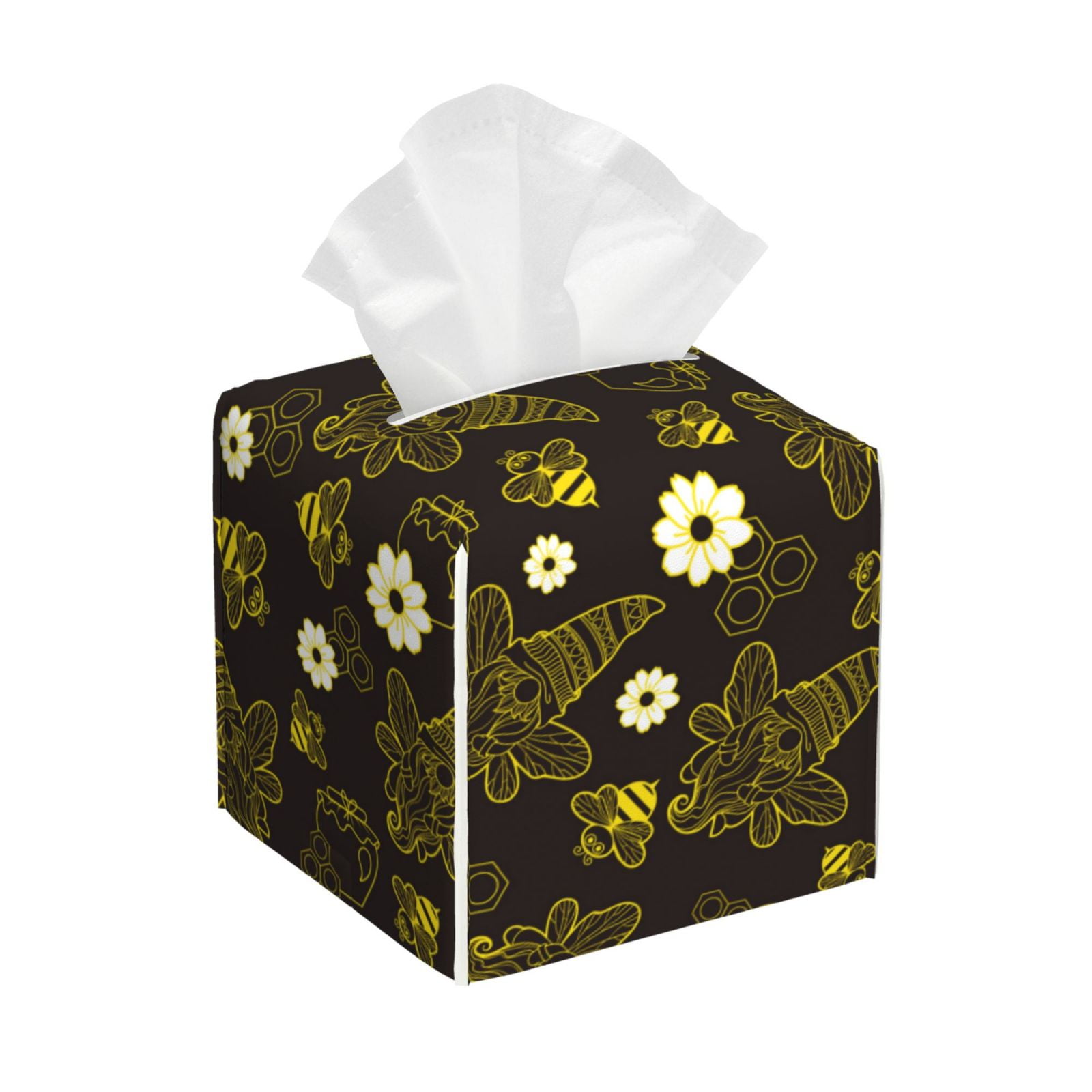 Tissue Box Cover, Gnomes With Honey And Bees Leather Tissue Box Holder ...
