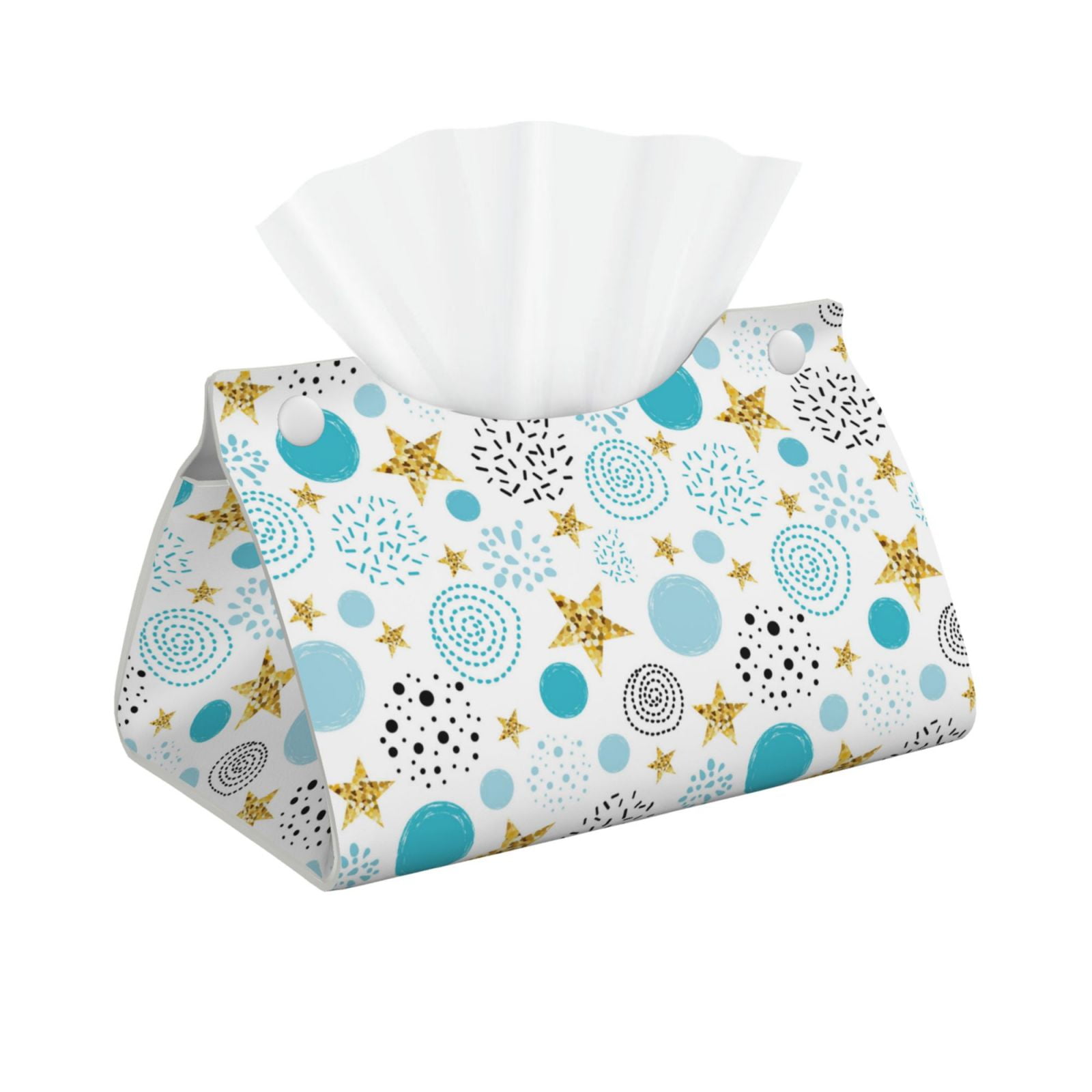 Tissue Box Cover Gold Stars Blue Dots Pattern Tissues Boxes Holder ...