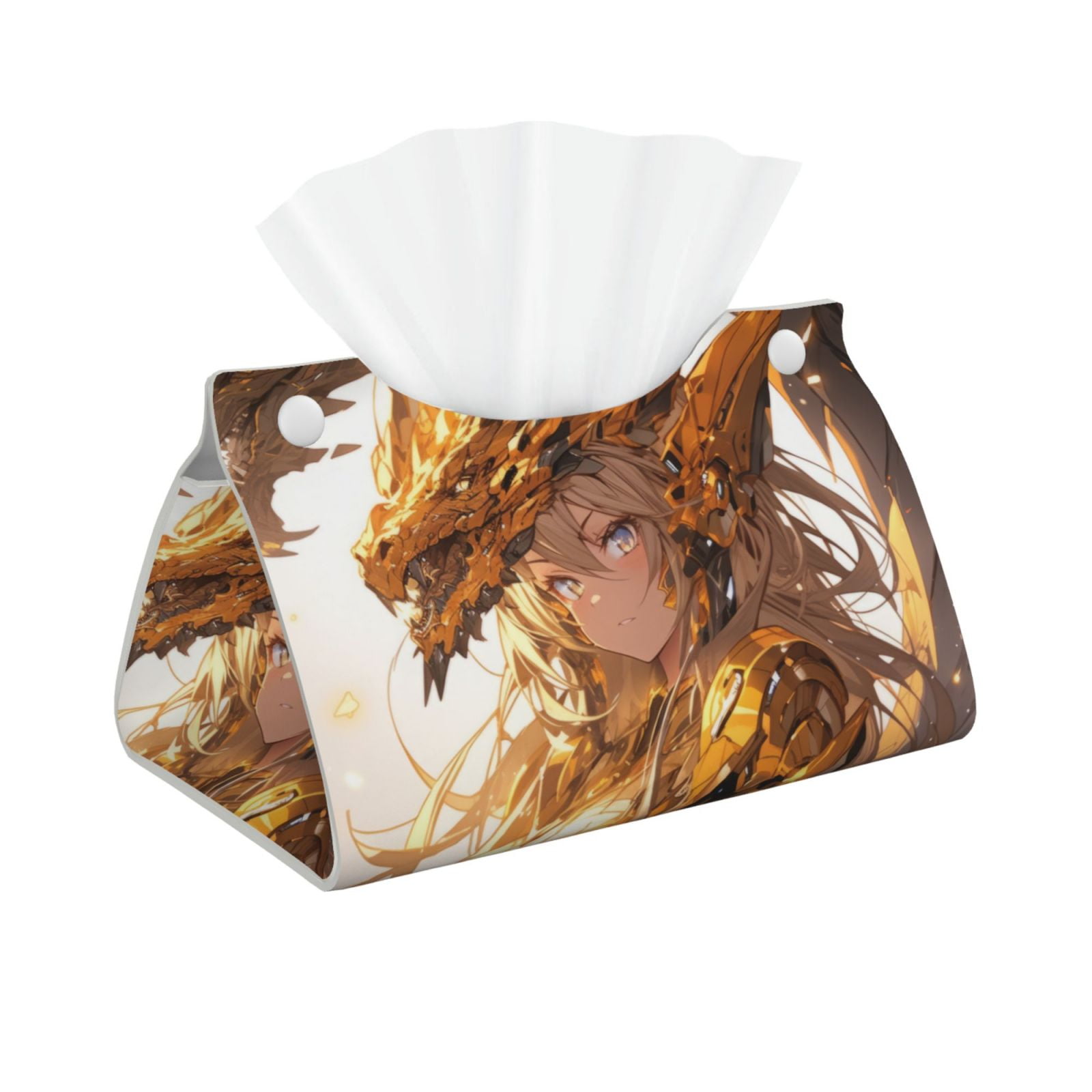 Tissue Box Cover Golden Armor Dragon Princess Tissues Boxes Holder ...