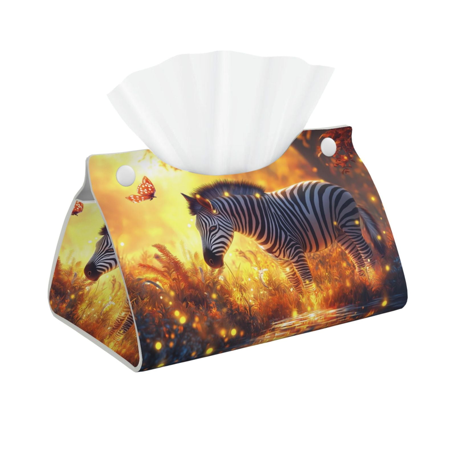 Tissue Box Cover Golden Autumn Maple Leaf Zebra Tissues Boxes Holder ...