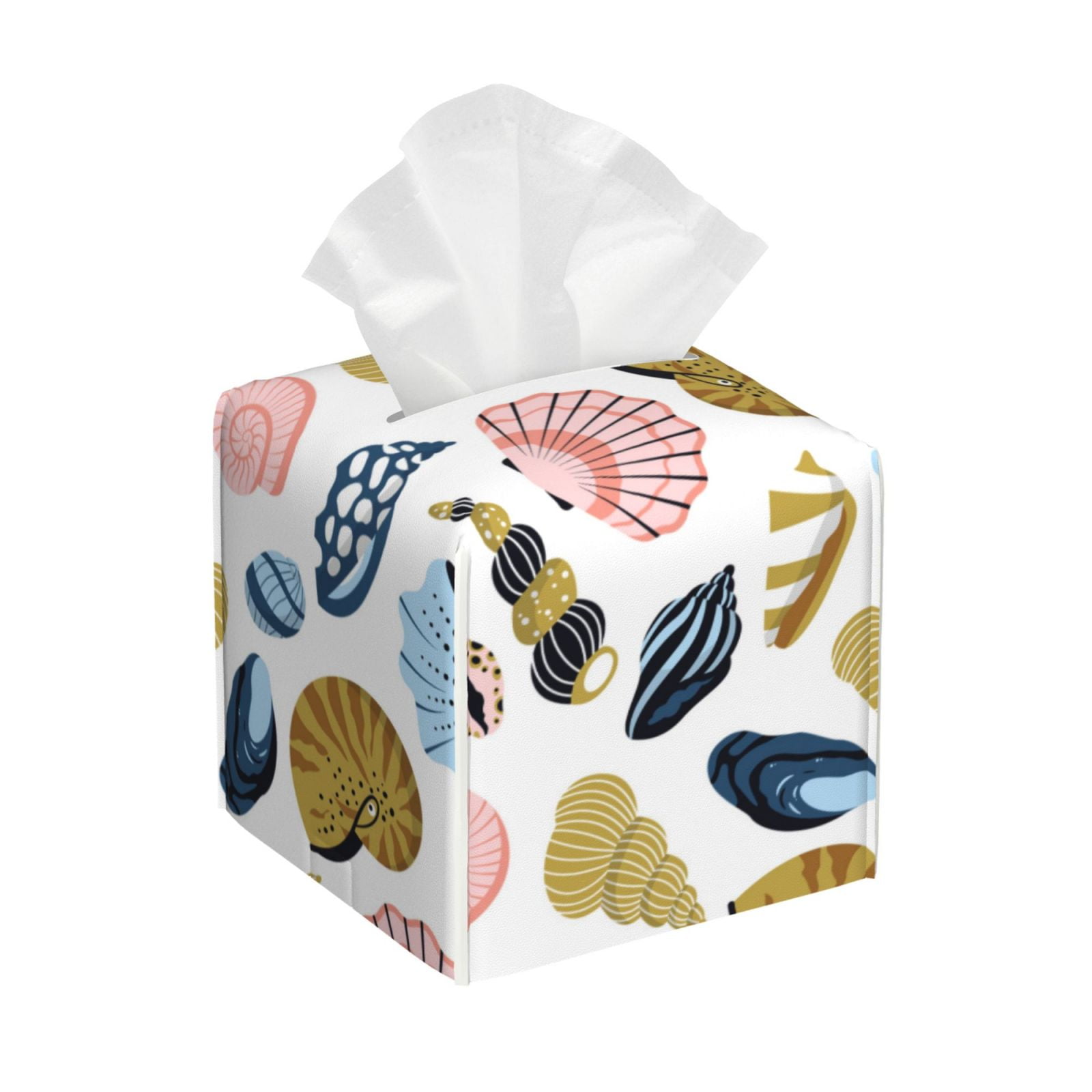 Tissue Box Cover Golden Pink Blue Shell Conch Tissues Boxes Holder ...