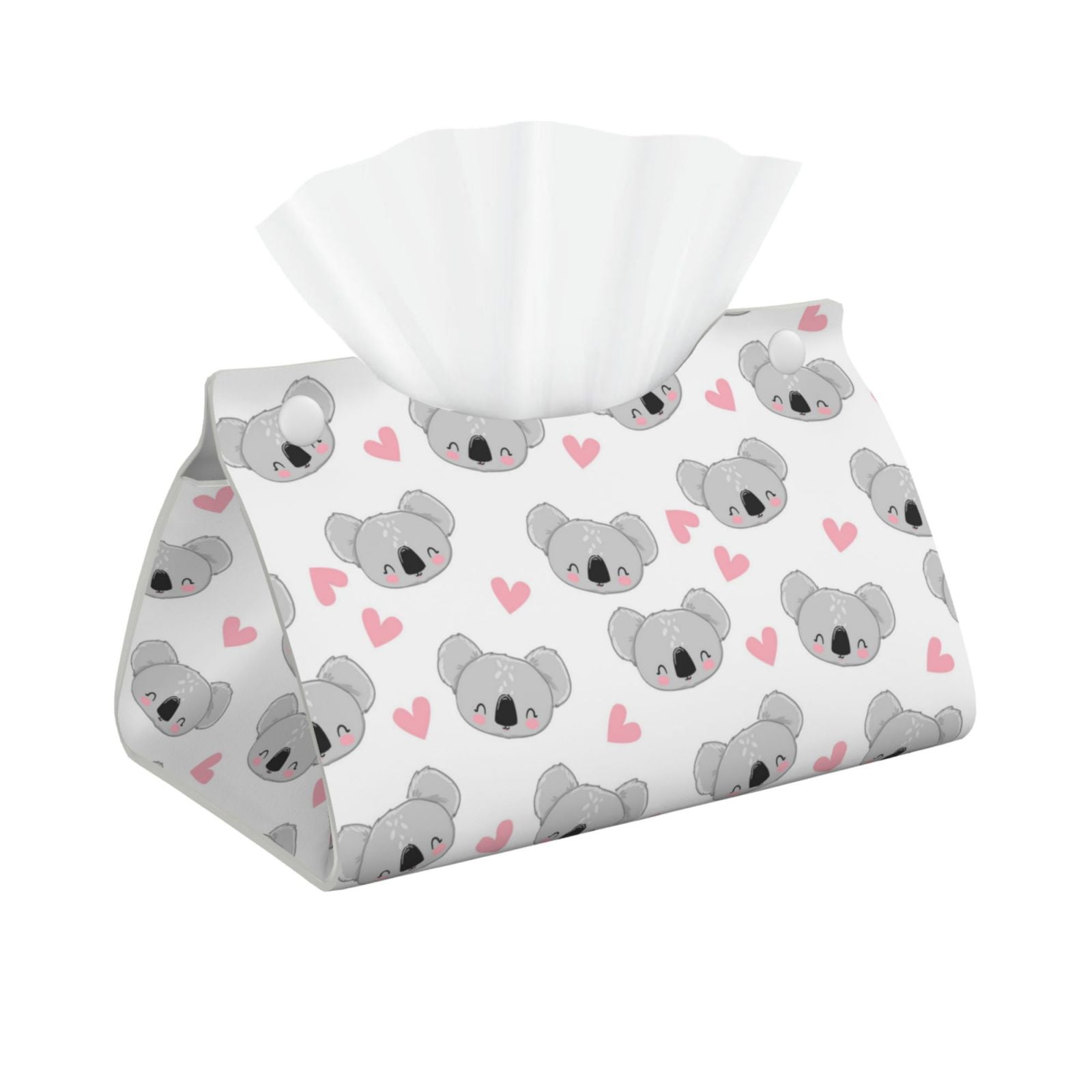 Tissue Box Cover, Gray Koala Pink Heart Leather Rectangular Tissue ...