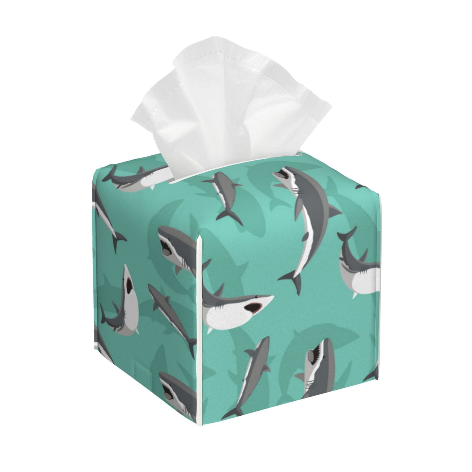 Tissue Box Cover, Great White Shark Leather Tissue Box Holder - Tissue ...