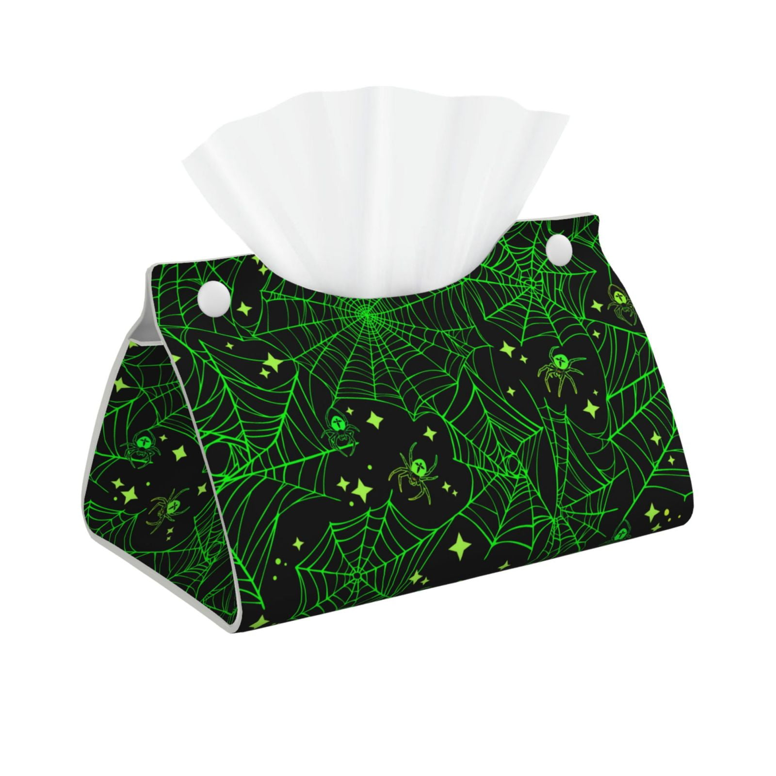 Tissue Box Cover Green Bright Web with Spiders Tissues Boxes Holder ...