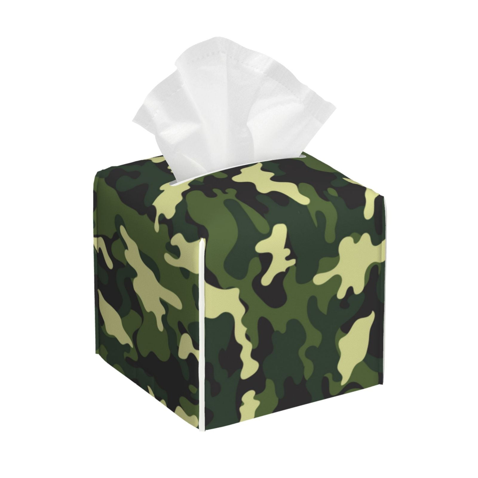 Tissue Box Cover, Green Camouflage Classic Leather Tissue Box Holder ...
