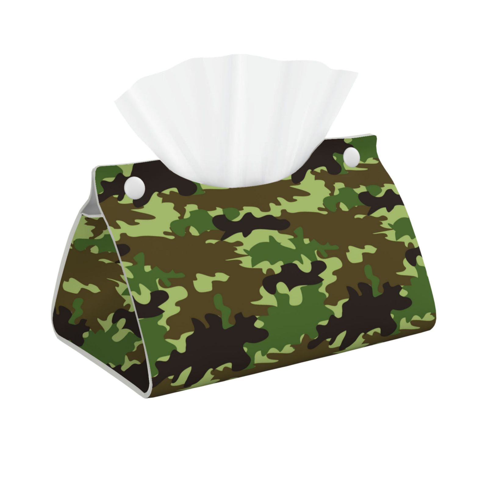 Tissue Box Cover, Green Camouflage Leather Rectangular Tissue Holder ...