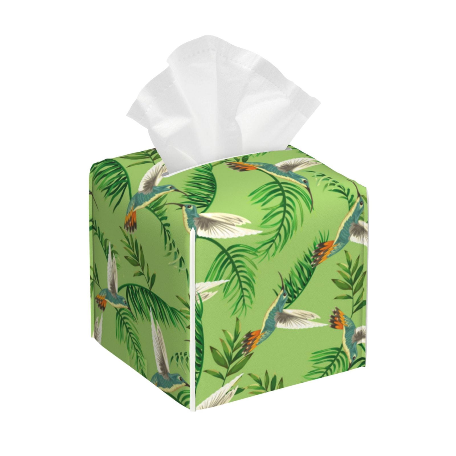 Tissue Box Cover Green Hummingbird Palm Leaf Tissues Boxes Holder ...