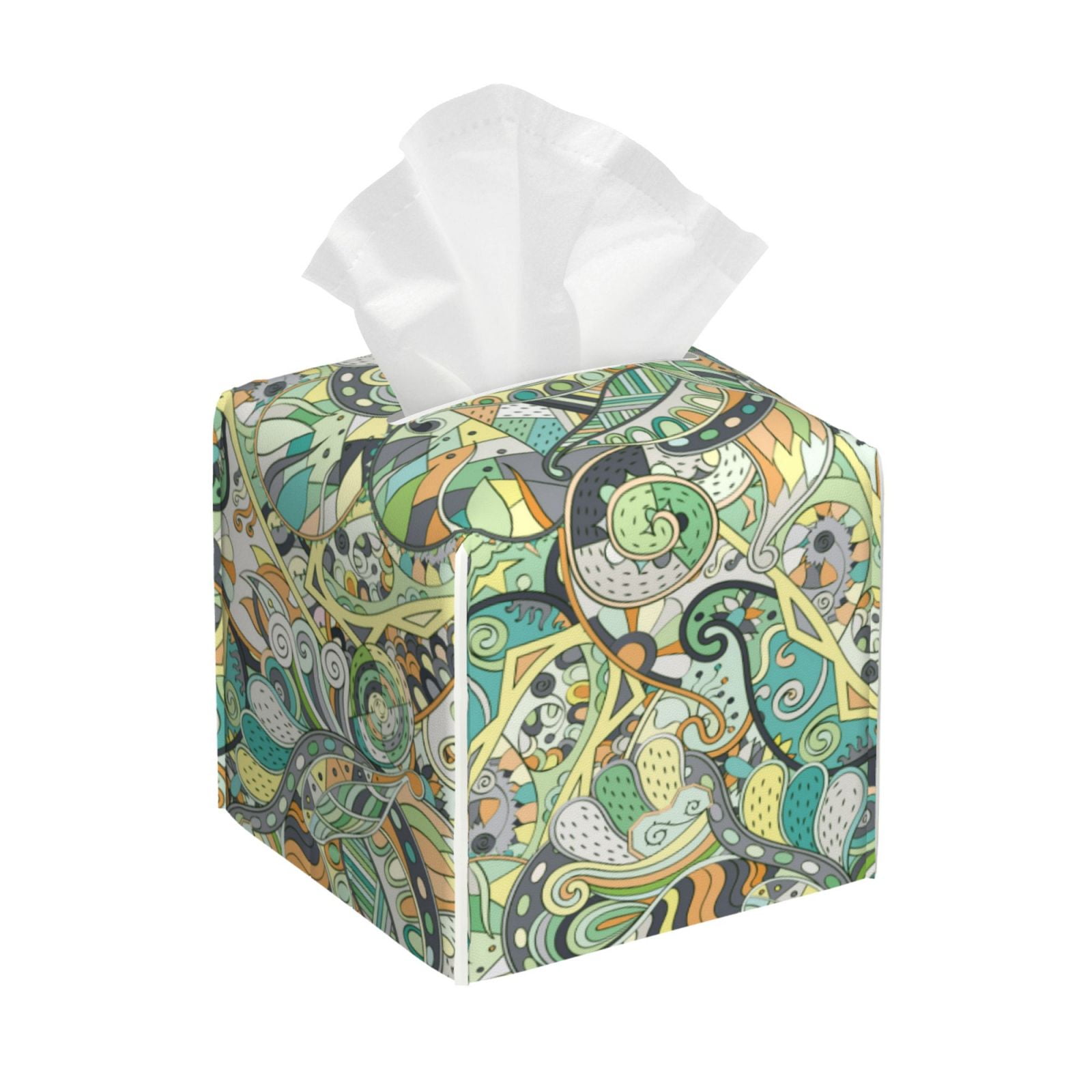 Tissue Box Cover, Green Paisley Leather Tissue Box Holder - Tissue Case ...