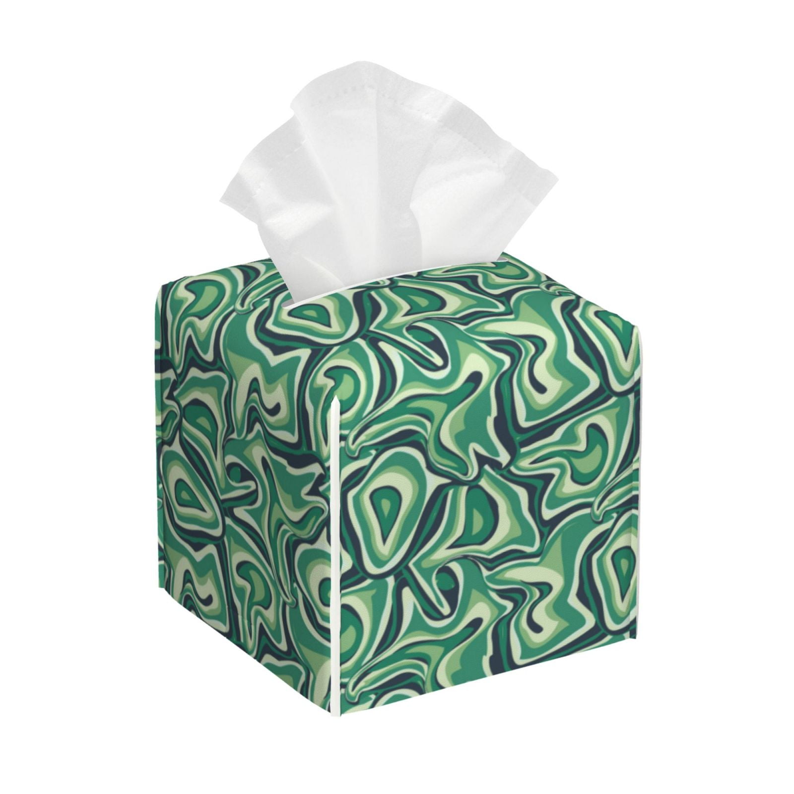 Tissue Box Cover, Green paint spots Leather Tissue Box Holder - Tissue ...