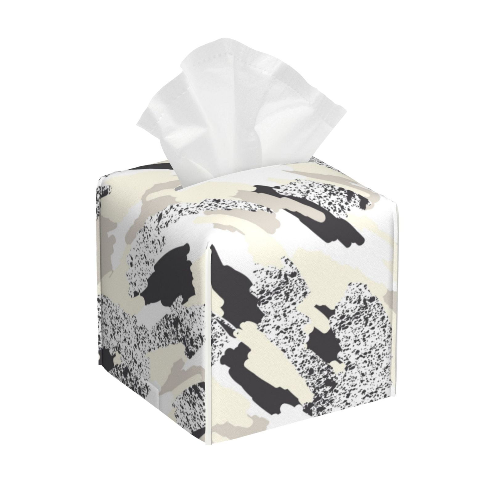 Tissue Box Cover, Grey White Camouflage Leather Tissue Box Holder ...