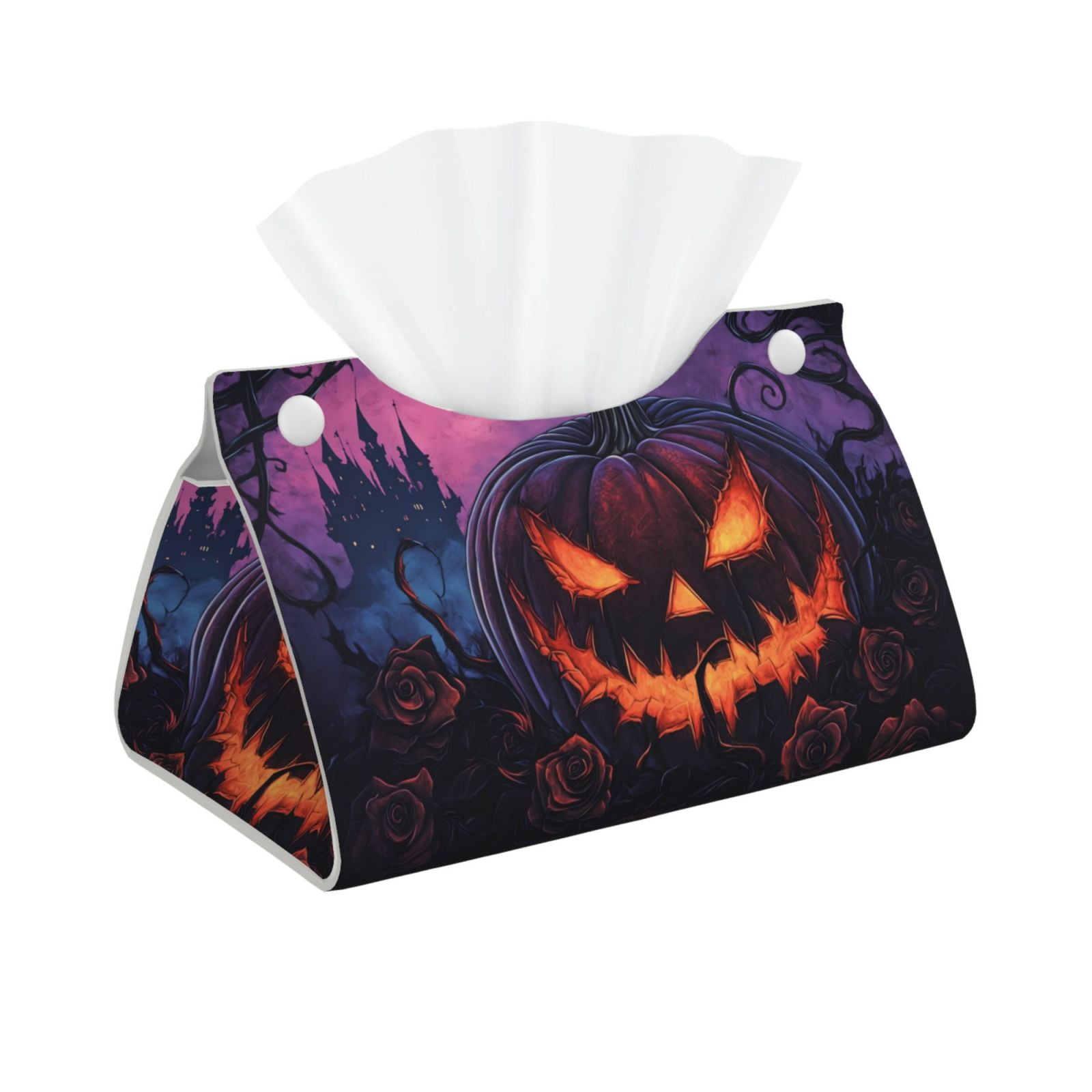 Tissue Box Cover, Halloween Angry Pumpkin Leather Rectangular Tissue ...