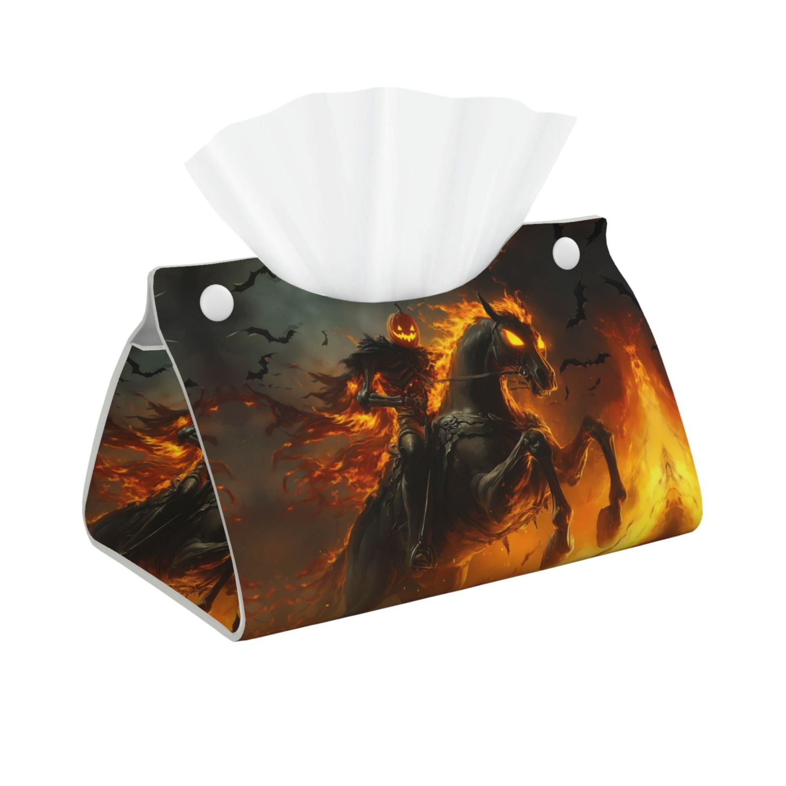 Tissue Box Cover, Halloween Flame Pumpkin Skeleton Knight A Rectangular ...