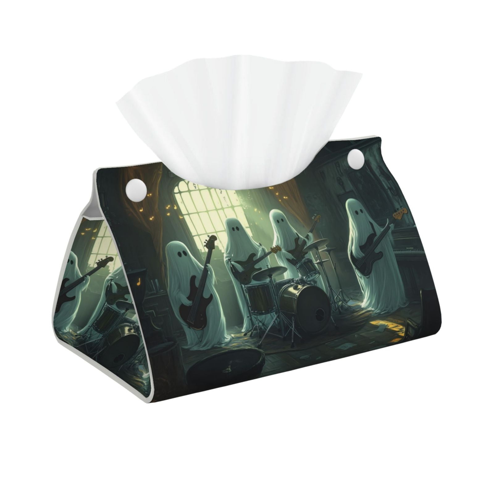 Tissue Box Cover, Halloween Ghost Guitar Band Leather Rectangular ...